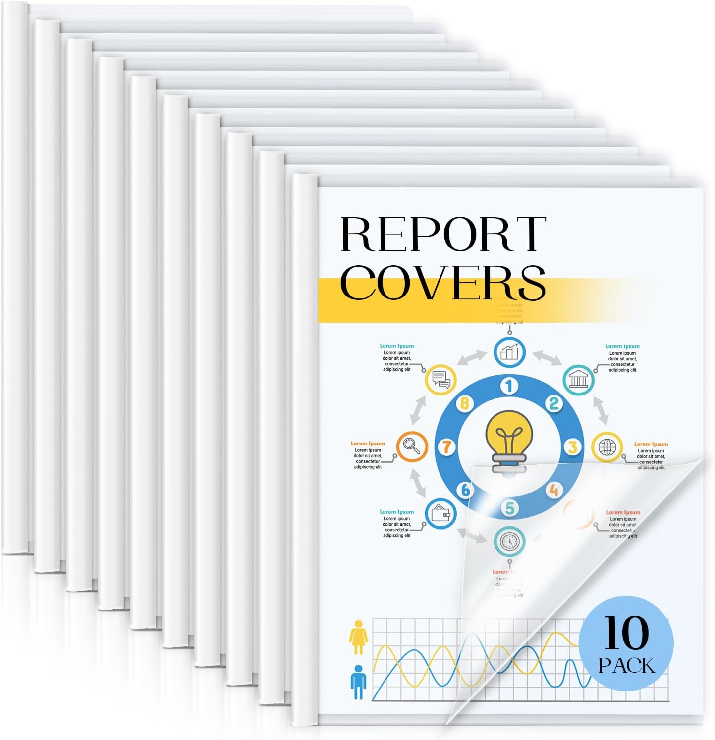 Amazon.com : 30 Pack Plastic Report Covers with Prongs and Clear Front ...