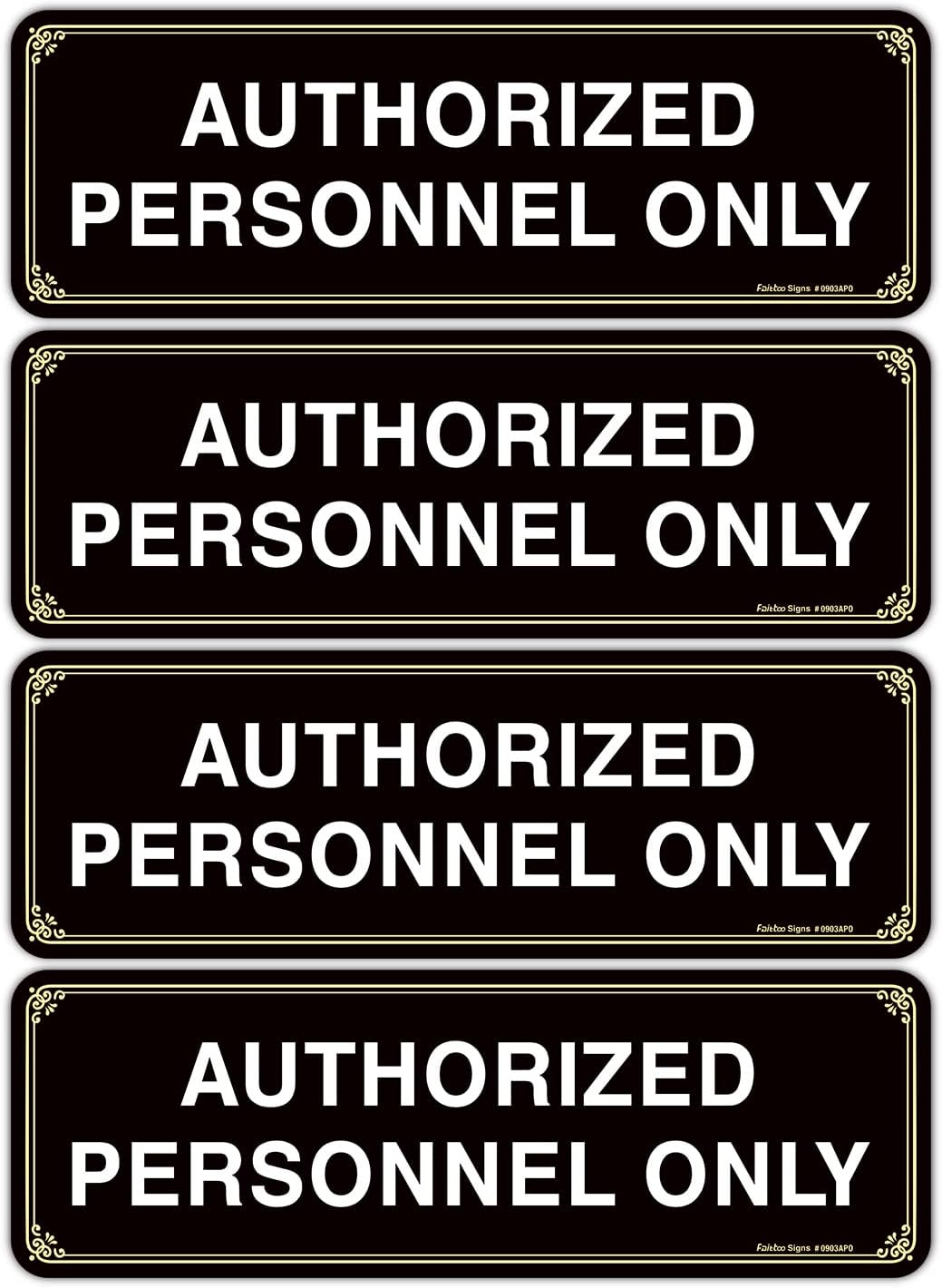 Amazon.com: Authorized Personnel Only Sign, (4 Pack) 9 X 3 Inch, Self ...