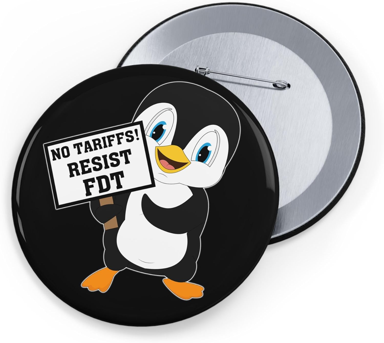 Amazon.com: Funny Penguins Resist Protest Against Tariffs Pin, FDT ...