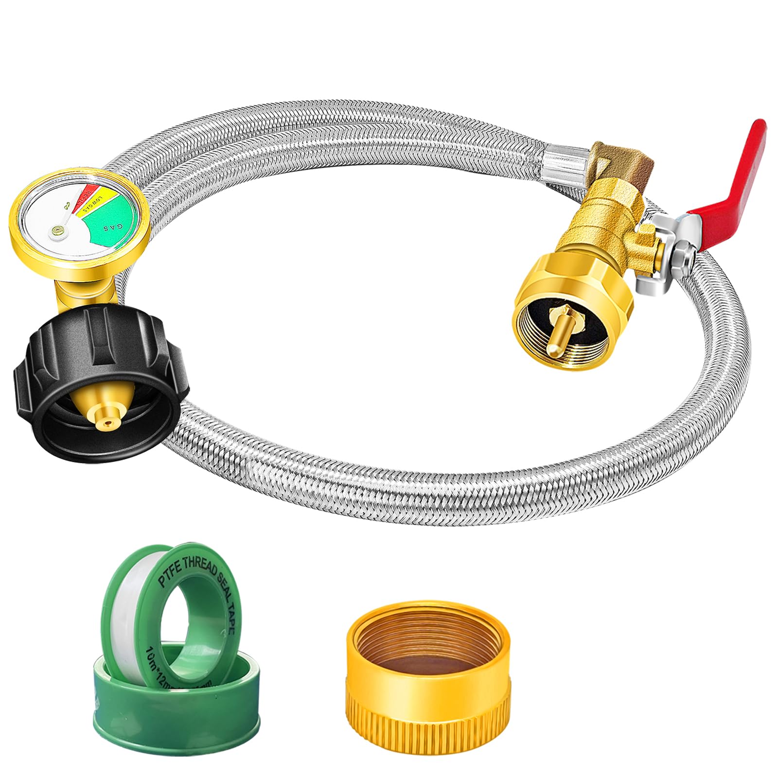 Amazon.com : Upgraded Propane Refill Adapter Hose Kit, 36" Propane ...