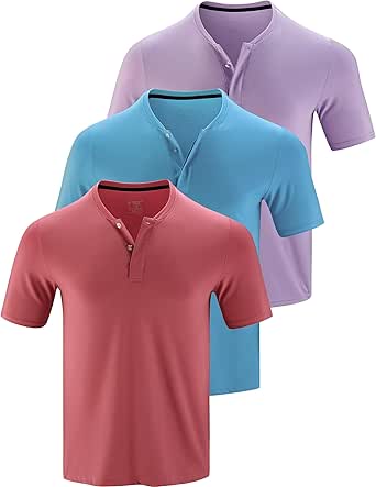 3 Pack: Mens Polo Shirts, Business Casual Golf Henley Work Shirts for ...