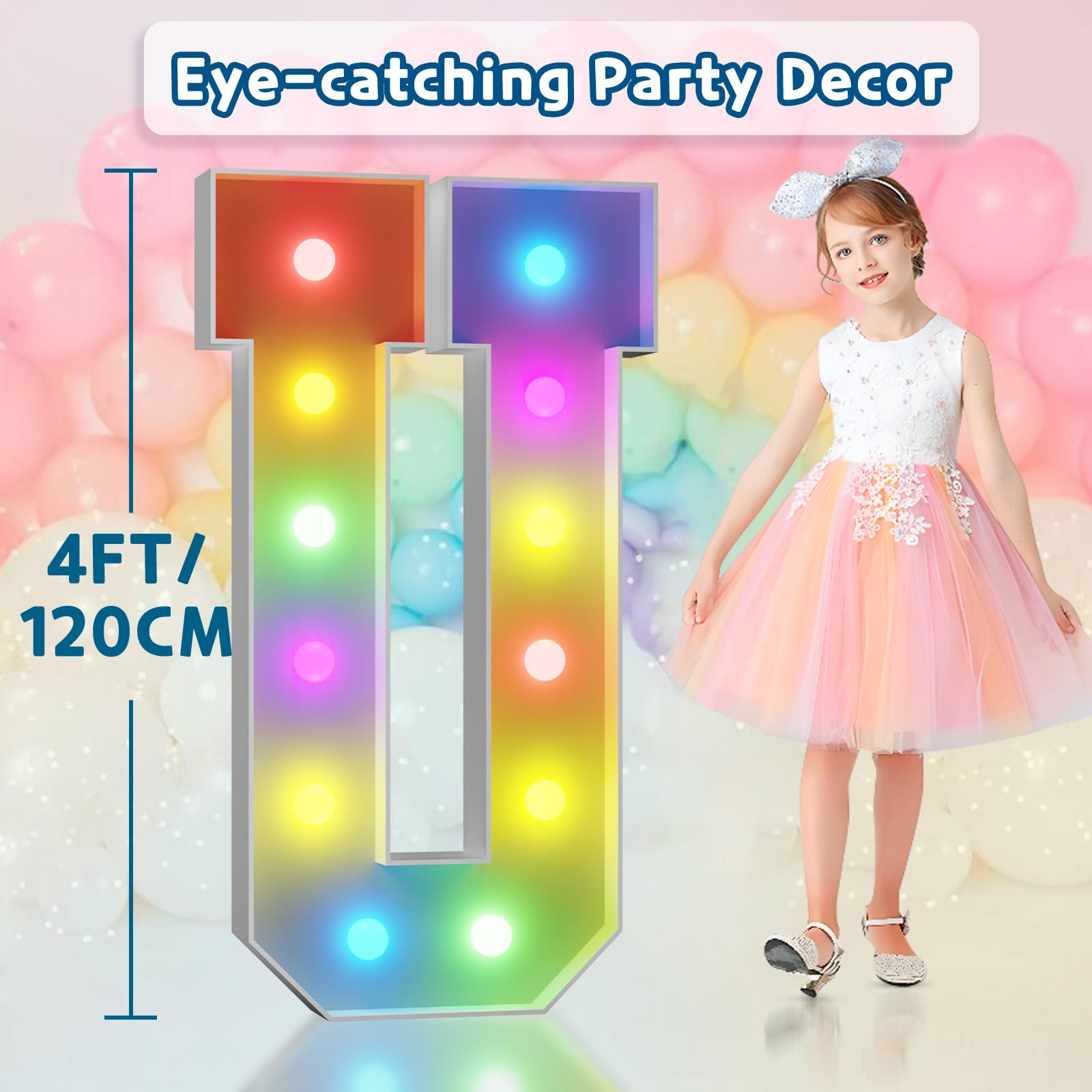 Snapklik.com : Imprsv 4FT Colorful Marquee Light Up Letters U, 18 ...