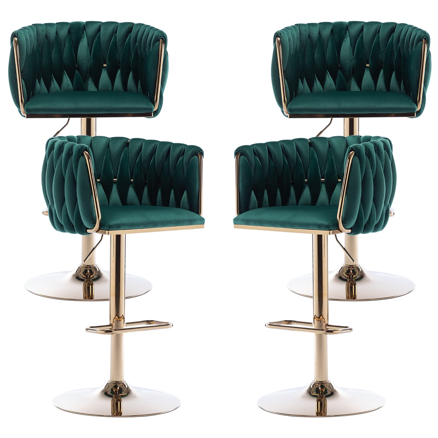 Amazon.com: Tsuysi Velvet Bar Stools Set of 4, Swivel Counter Height ...