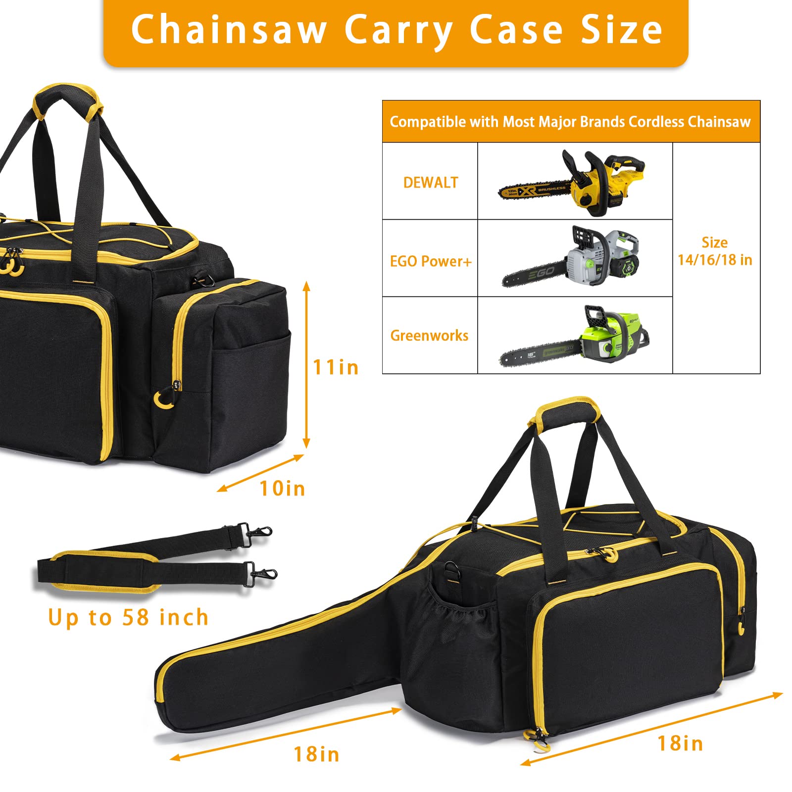 Snapklik.com : BABEYER Chainsaw Case, Durable Chainsaw Bag Compatible
