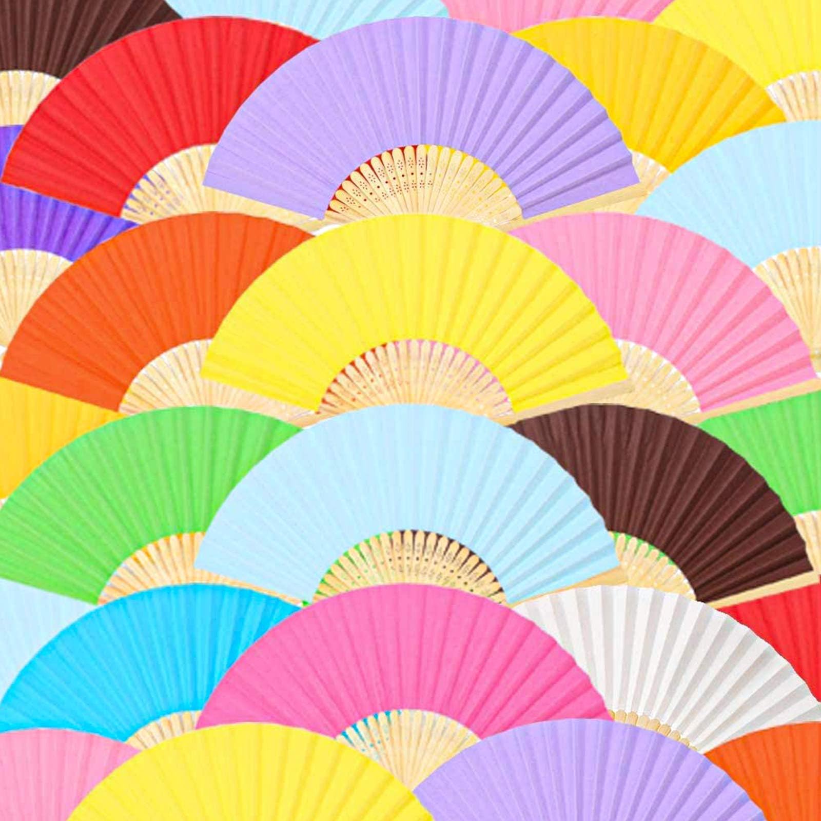 Amazon.com: TKMOS 20 Pack Handmade Paper Folding Fans Bamboo Hand Held ...