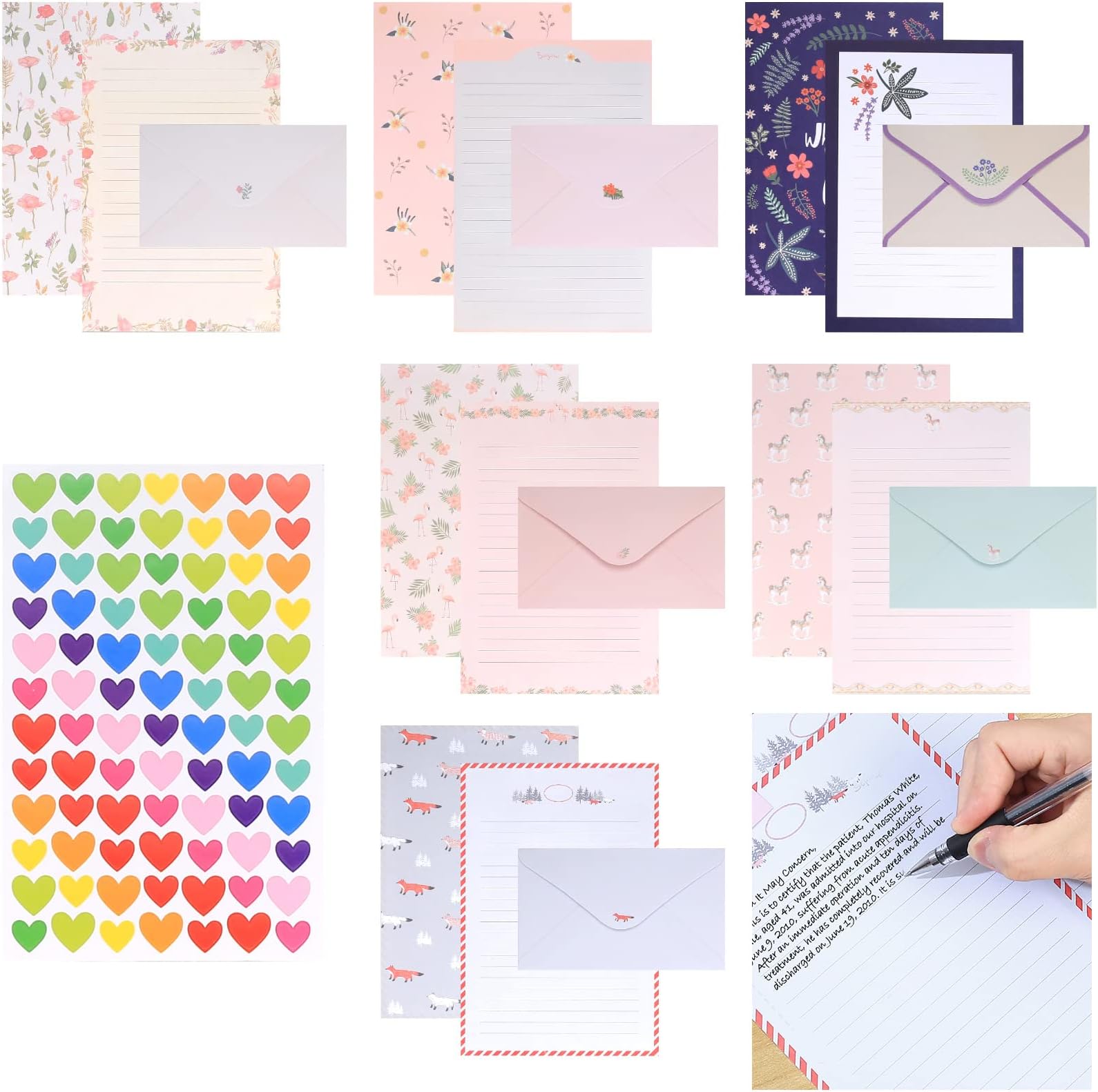 Set di Carta da Lettere e Buste, Carta da Lettera a Righe per Lettere ...