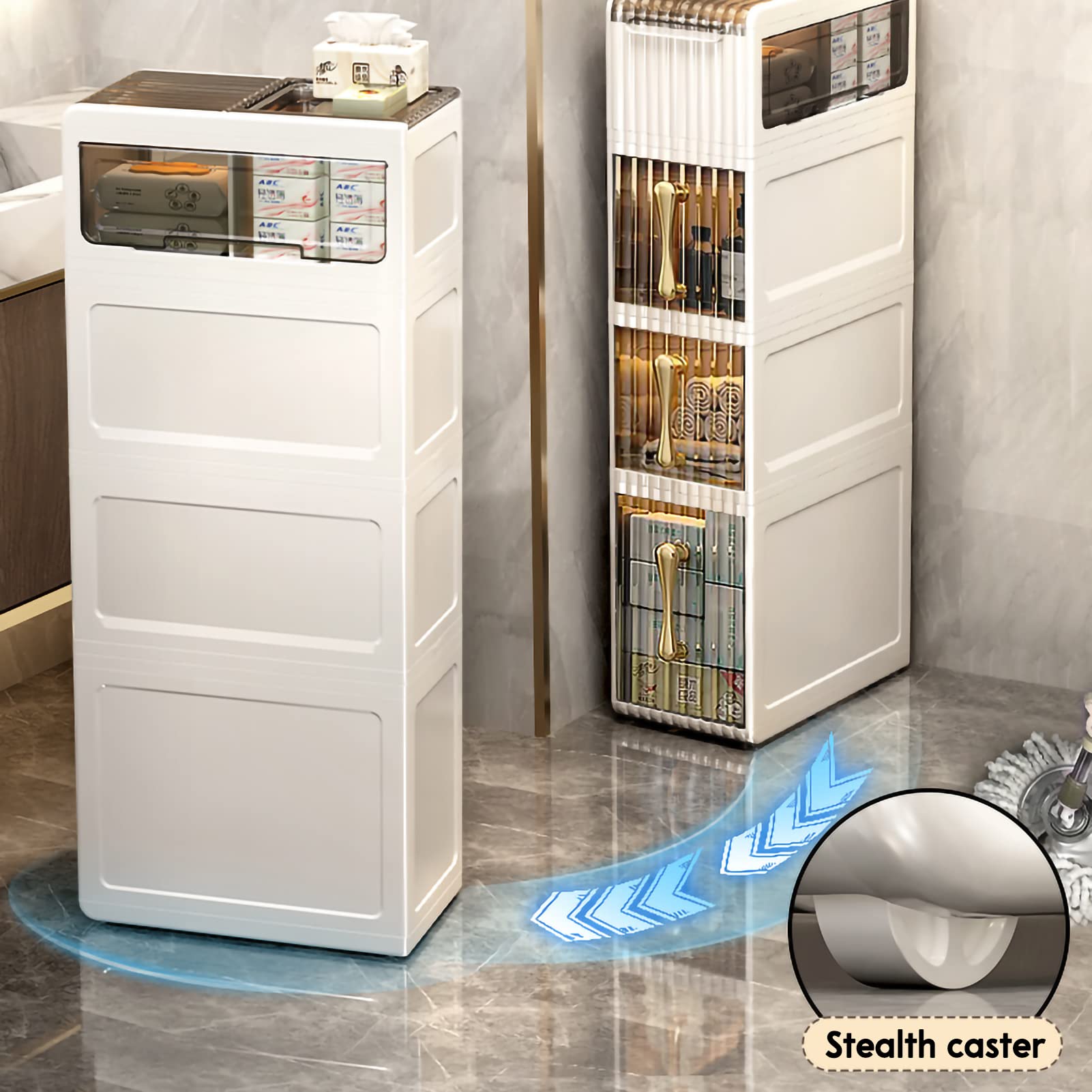 Bath Tower With Drawers Aoolive Tall Bathroom Cabinet, Freestanding