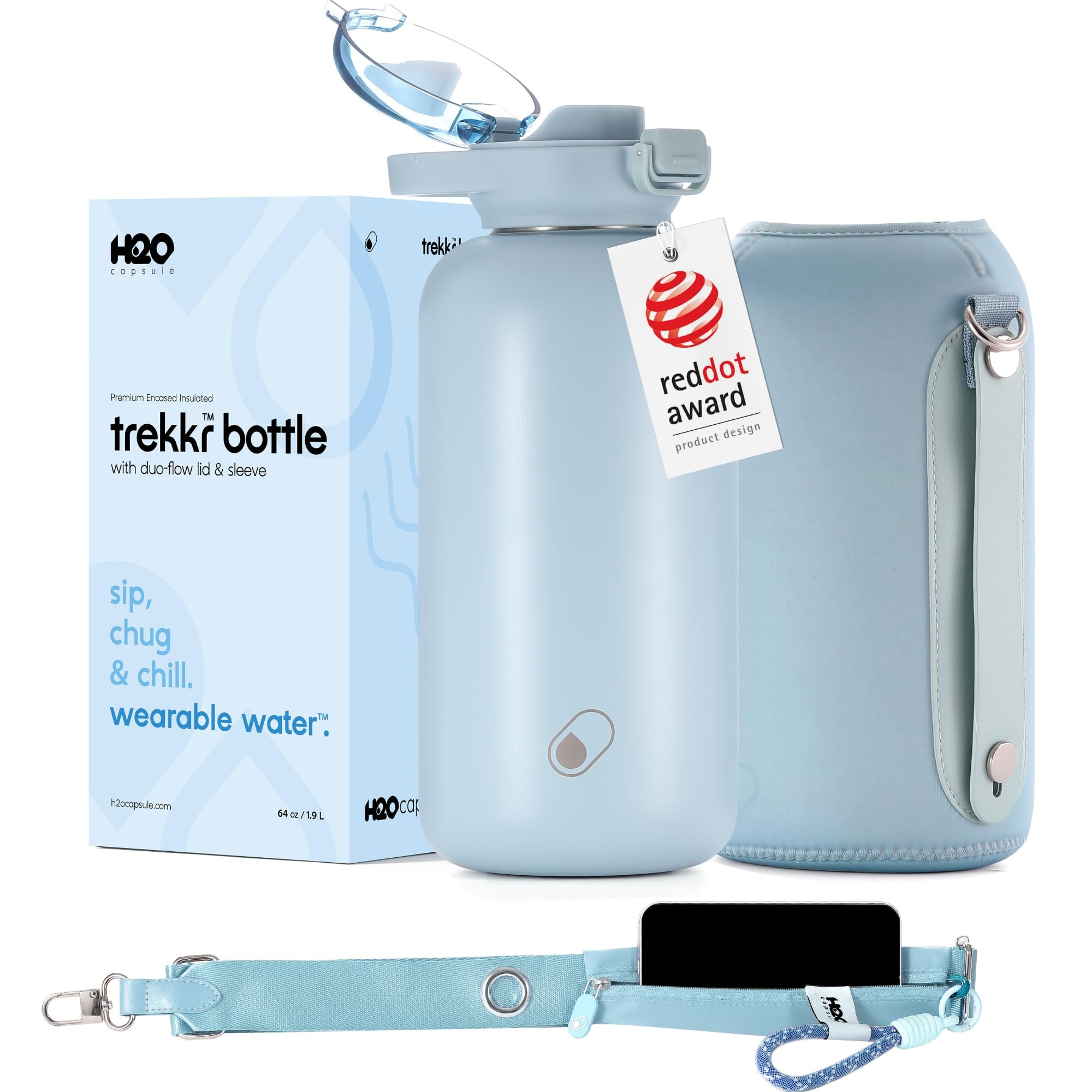 Amazon.com: H2O Capsule Half Gallon Insulated Water Bottle With Straw ...