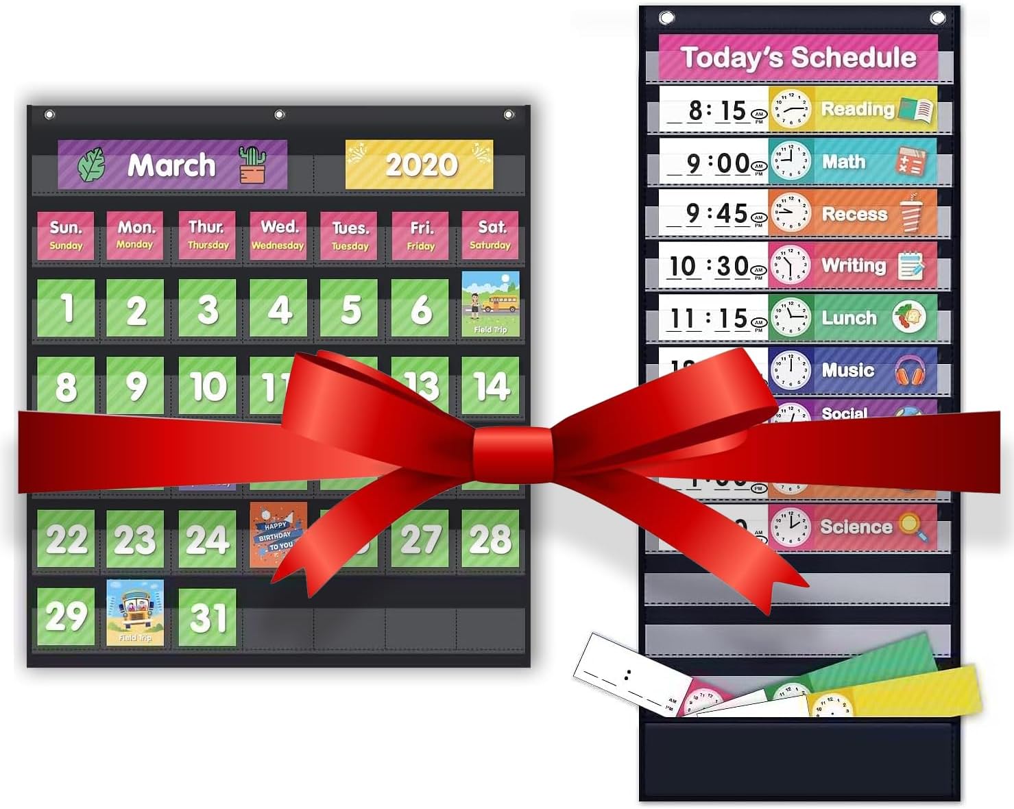 Amazon.com: Calendar Pocket Chart Set & Schedule Pocket Charts : Office ...