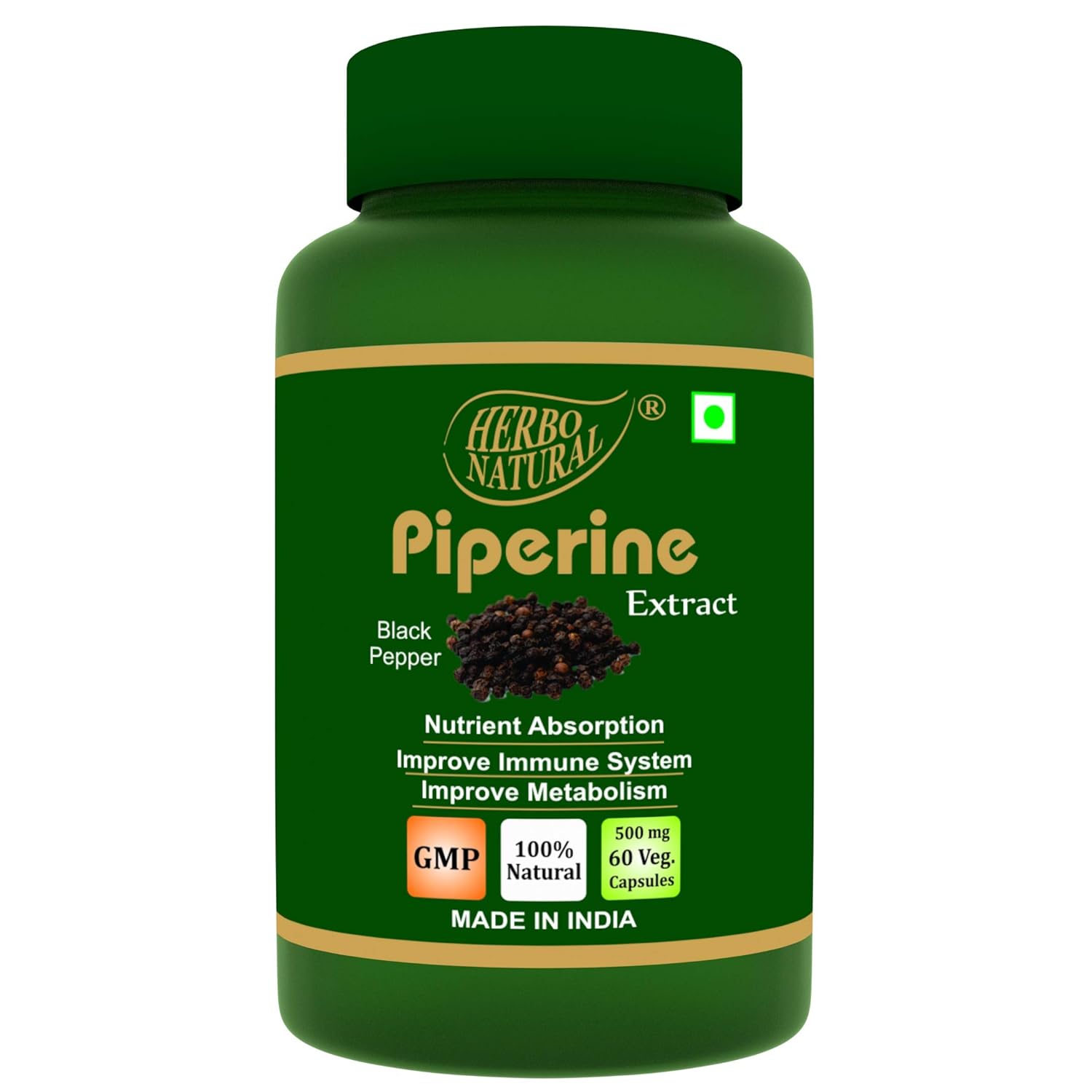 Buy Herbo Natural Piperine Extract 60 Capsules 500 mg Online at Low ...