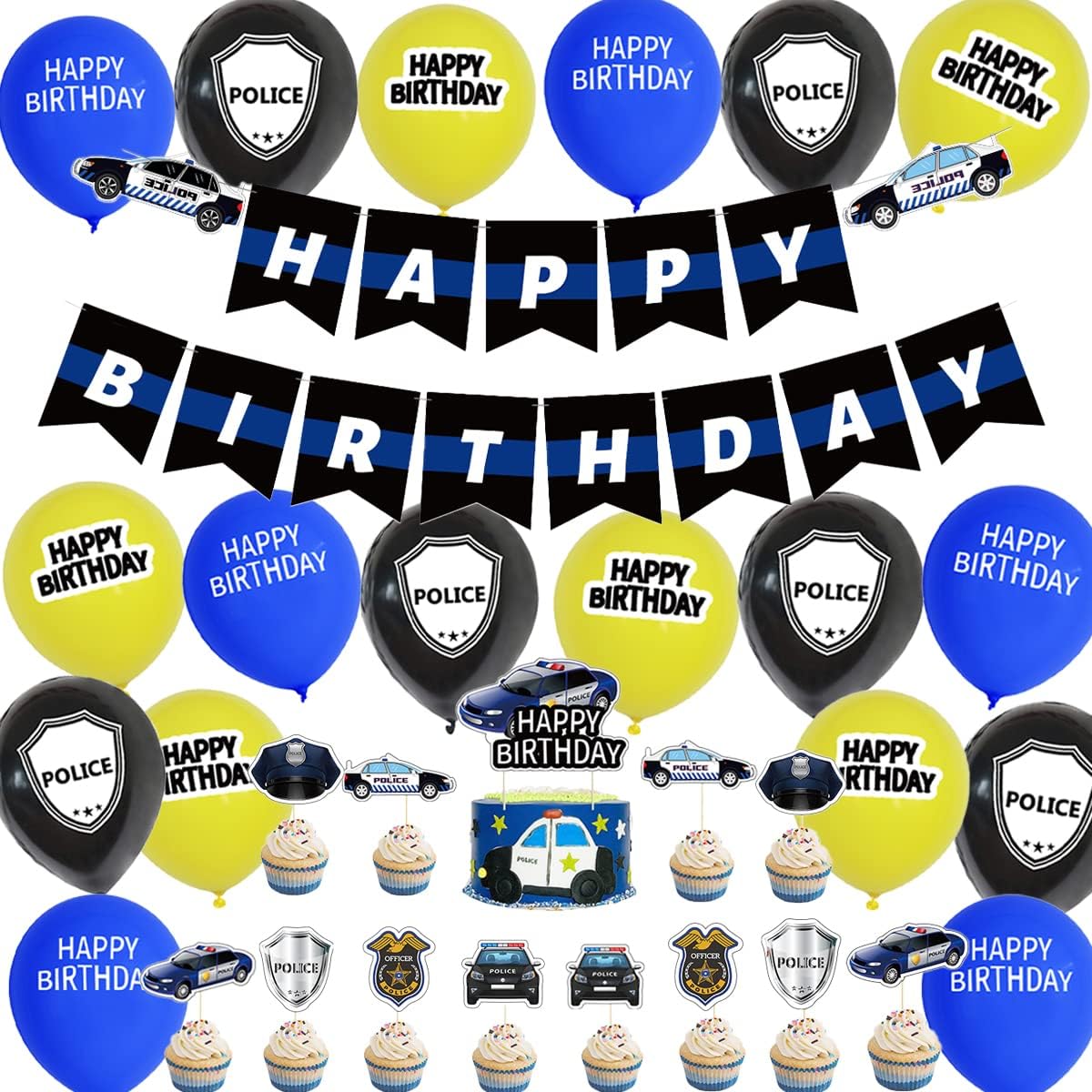 Police Birthday Party Decoration Supplies, Police Birthday Party ...