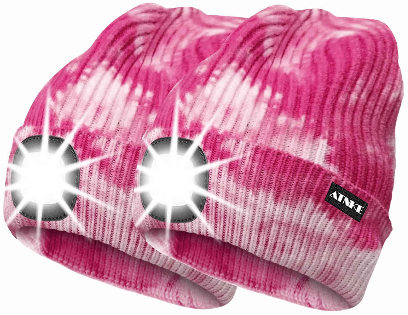 1 x Brand New ATNKE 2Pcs New Warm LED Lighted Beanie Cap Unisex USB Re ...