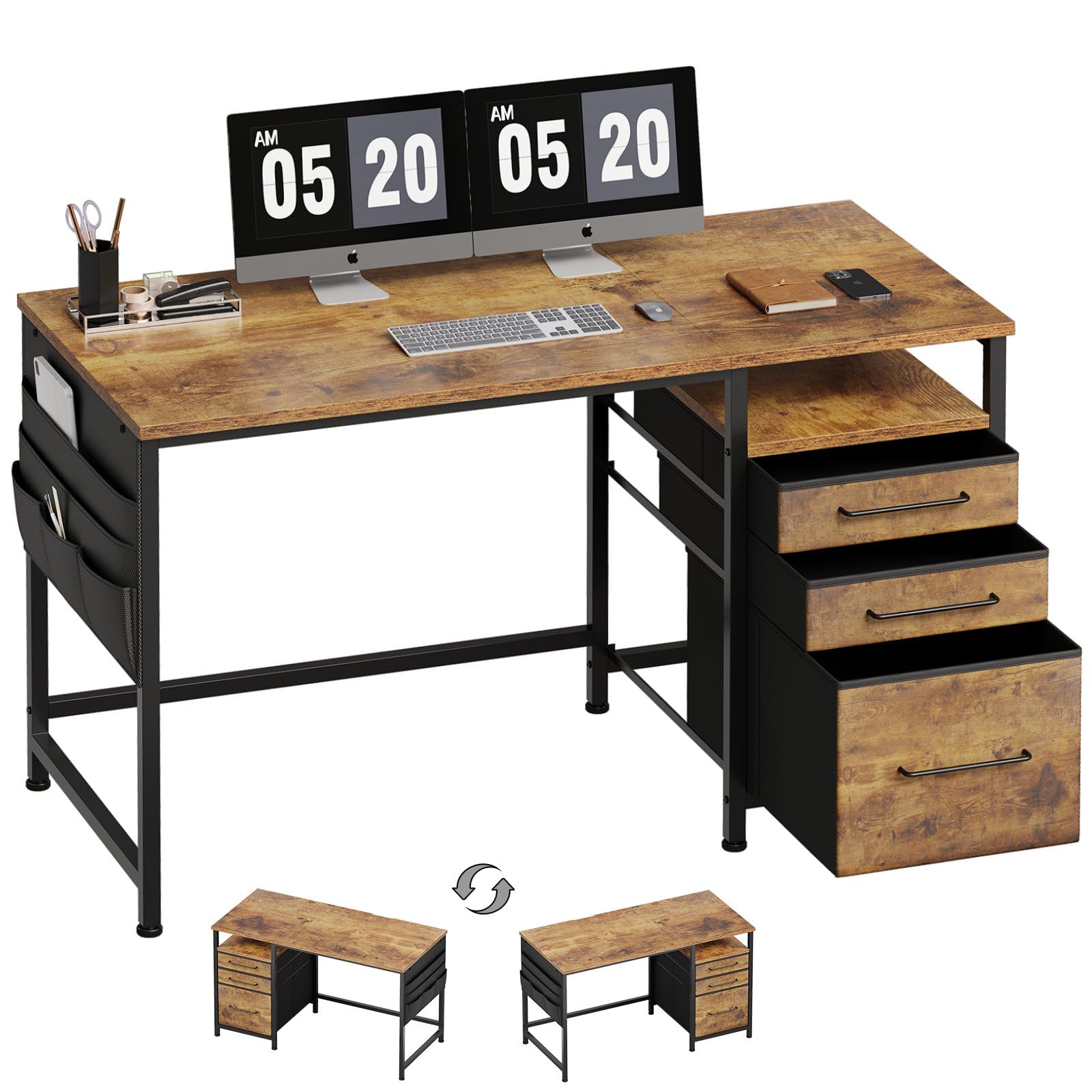 Amazon.com: Maihail Computer Desk with Drawers, 47 inch Desk with 2 ...