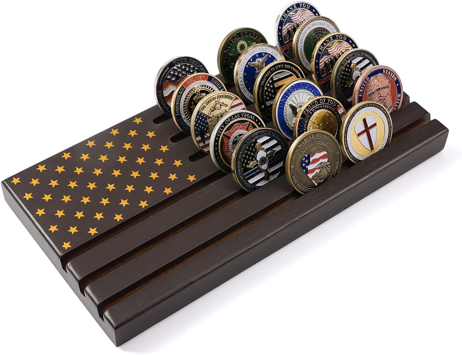 Amazon.com: Sikolyn Challenge Coin Display Holder 6 Rows Coin Stand ...