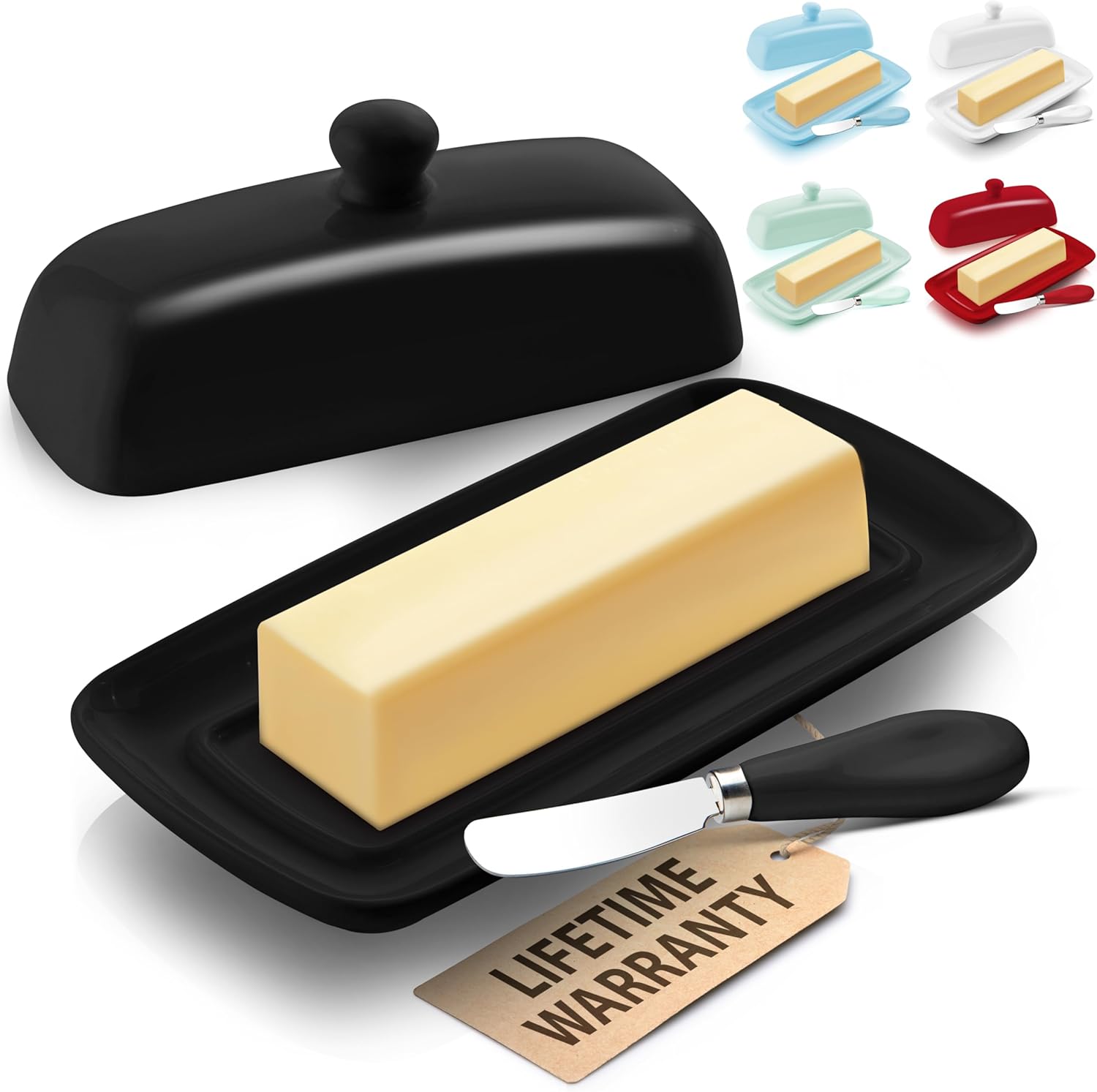 Amazon.com | Zulay Butter Dish With Lid For Countertop - Porcelain ...