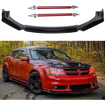 Amazon.com: Universal Front Bumper Lip Body Kit, ABS Front Spoiler ...