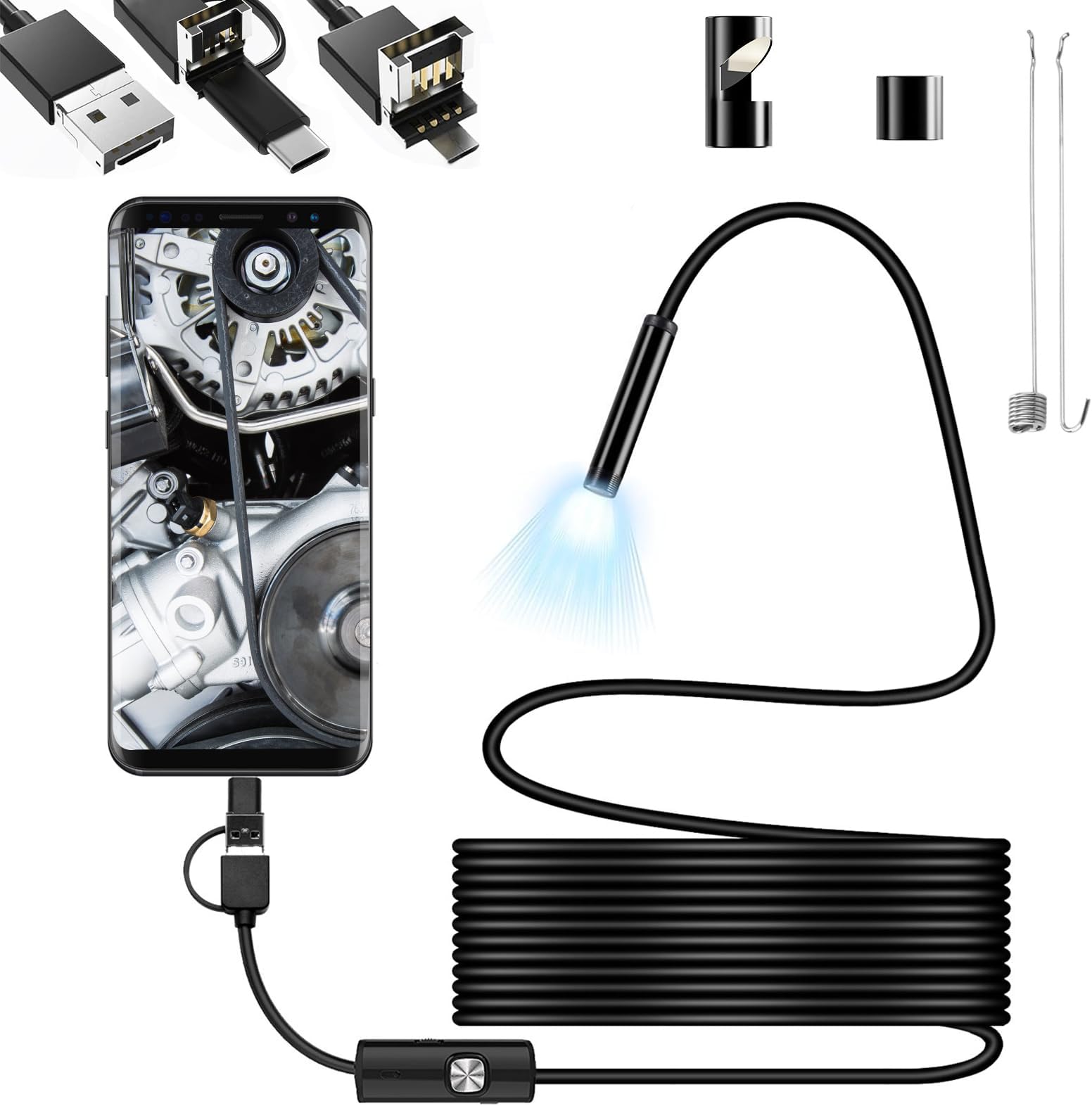 Endoscope Inspection Camera,3 in 1 USB Flexible Rigid Snake Camera,IP67 ...