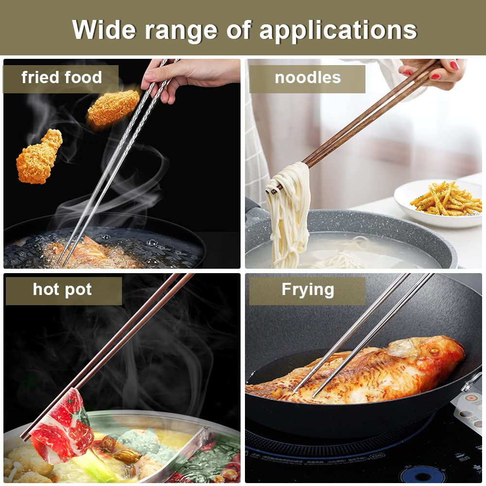 Snapklik.com : 6 Pcs Long Cooking Chopsticks 15.3 Inch Natural Wooden ...