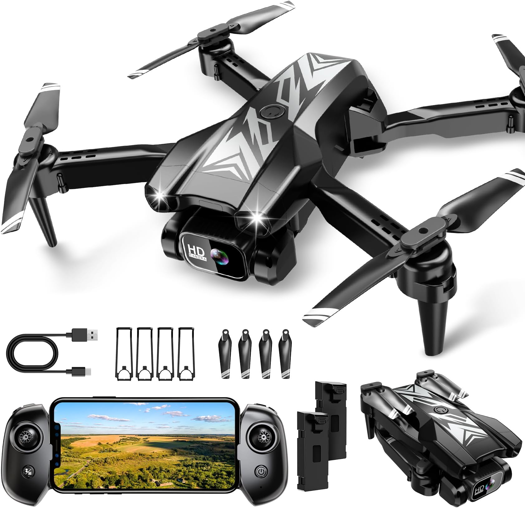 Amazon.com: Foldable Mini Drone with HD Camera, Altitude Hold, One-Key ...