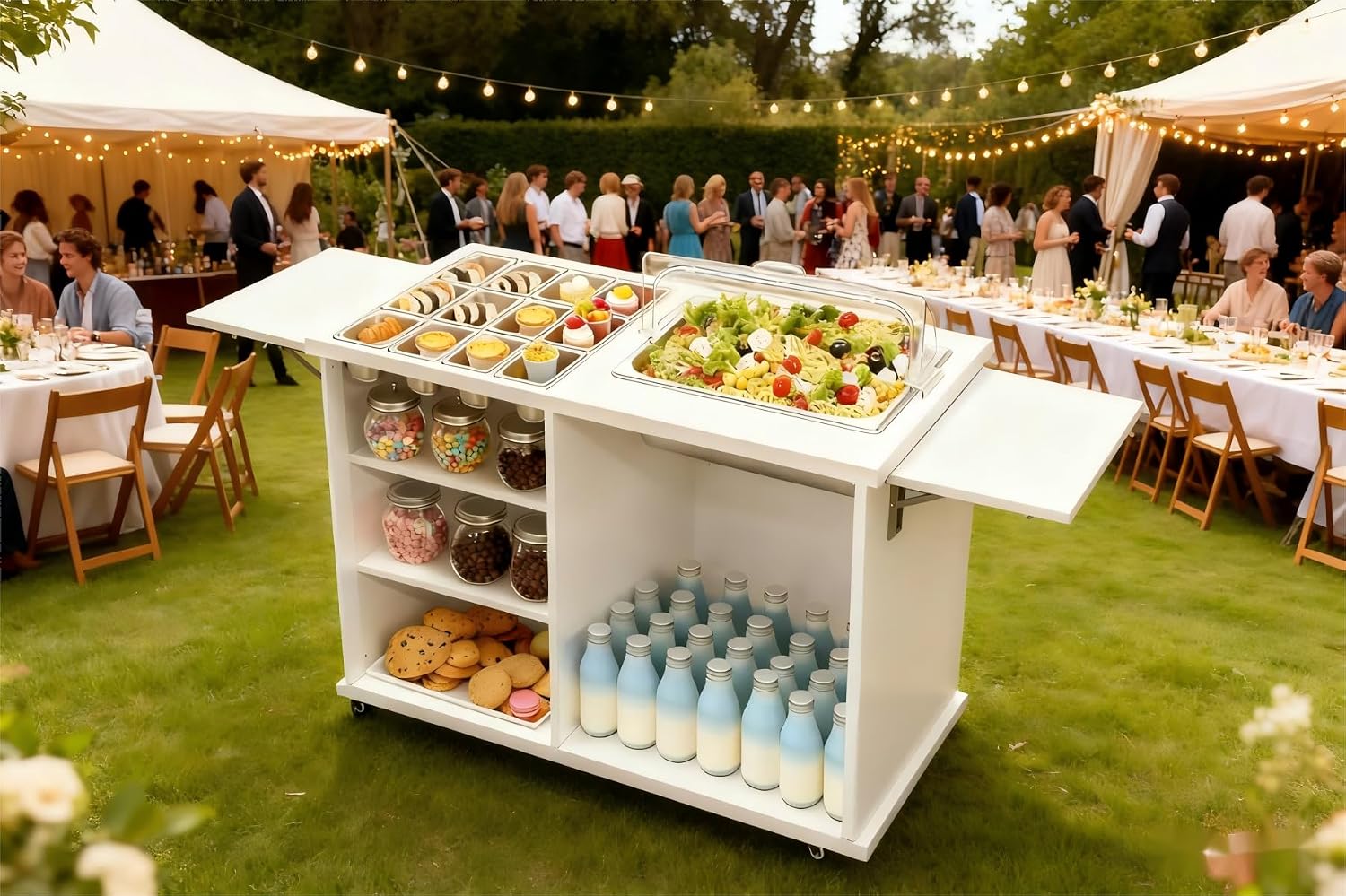 Amazon.com: YUFER Charcuterie Cart with Stainless Steel Food Pans ...