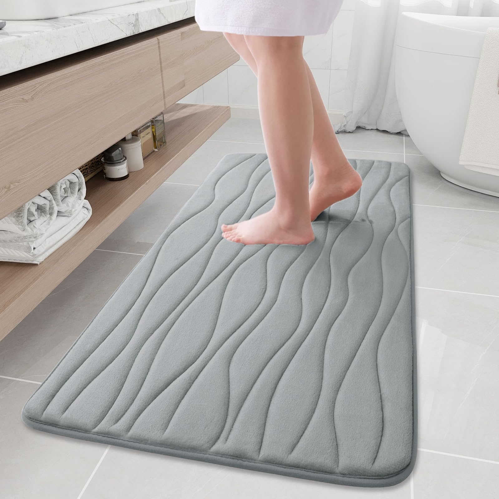 Amazon.com: OLANLY Memory Foam Bath Rug and Toilet Rug U-Shaped, Bath ...