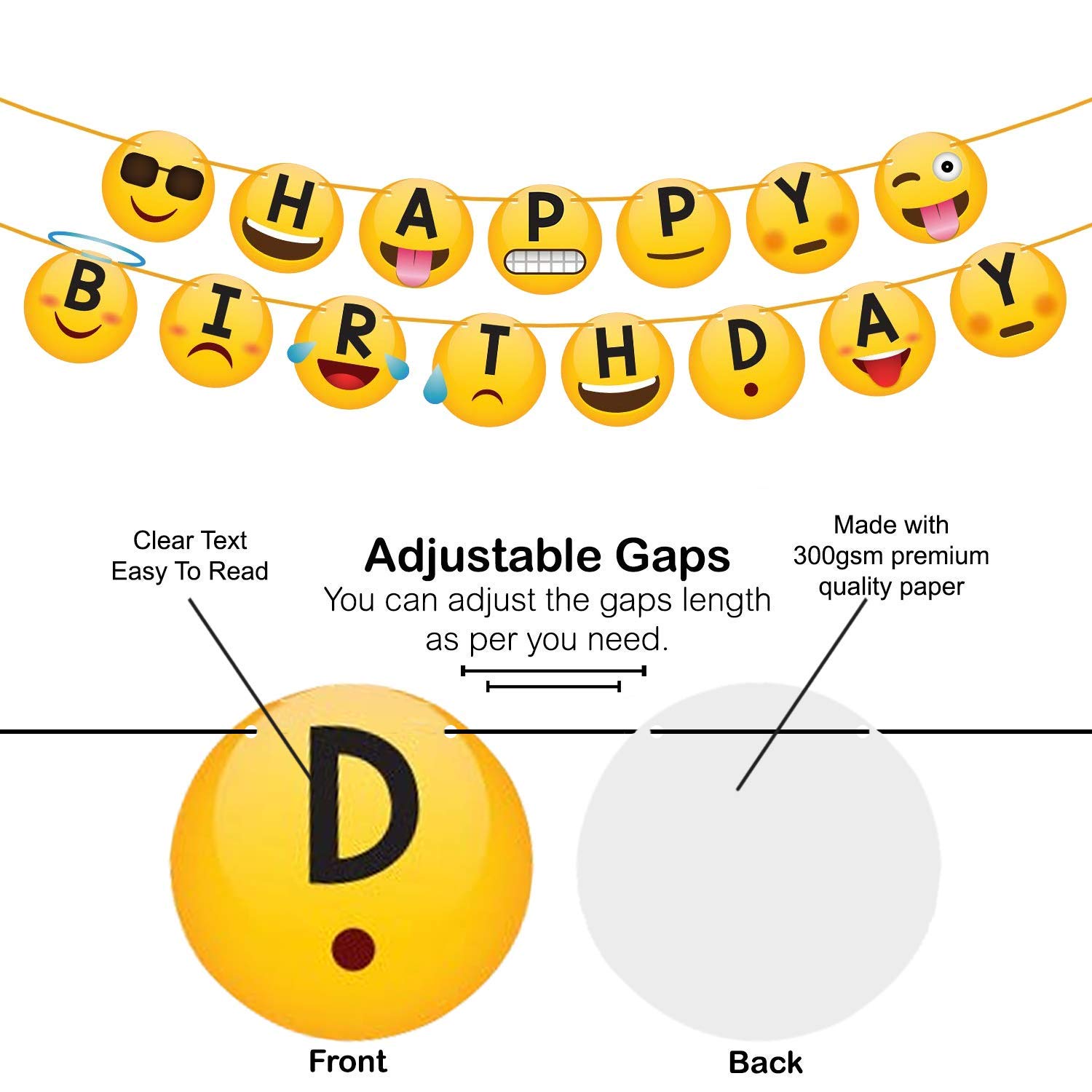 Buy Party Propz® Emoji/Happy Birthday Banner for Emoji Party Decoration ...