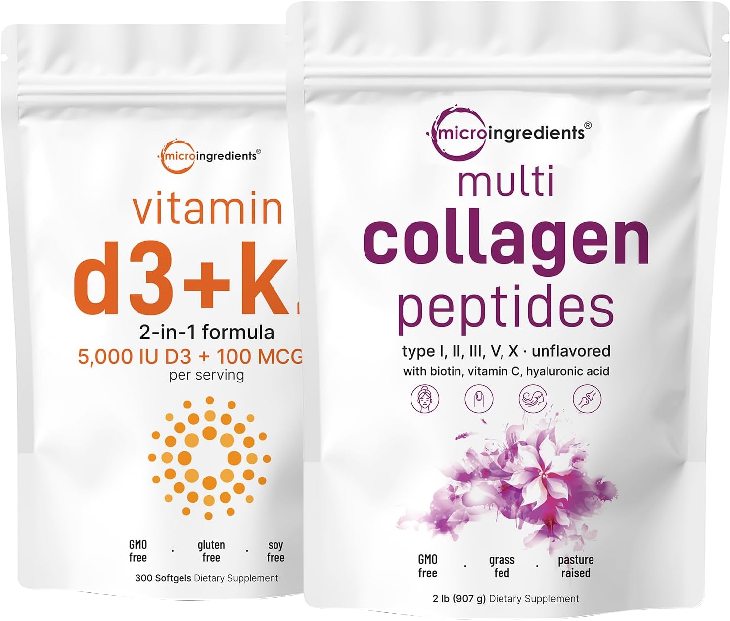 Amazon.com: Micro Ingredients Vitamin D3 5,000iu + K2 100mcg Softgels ...