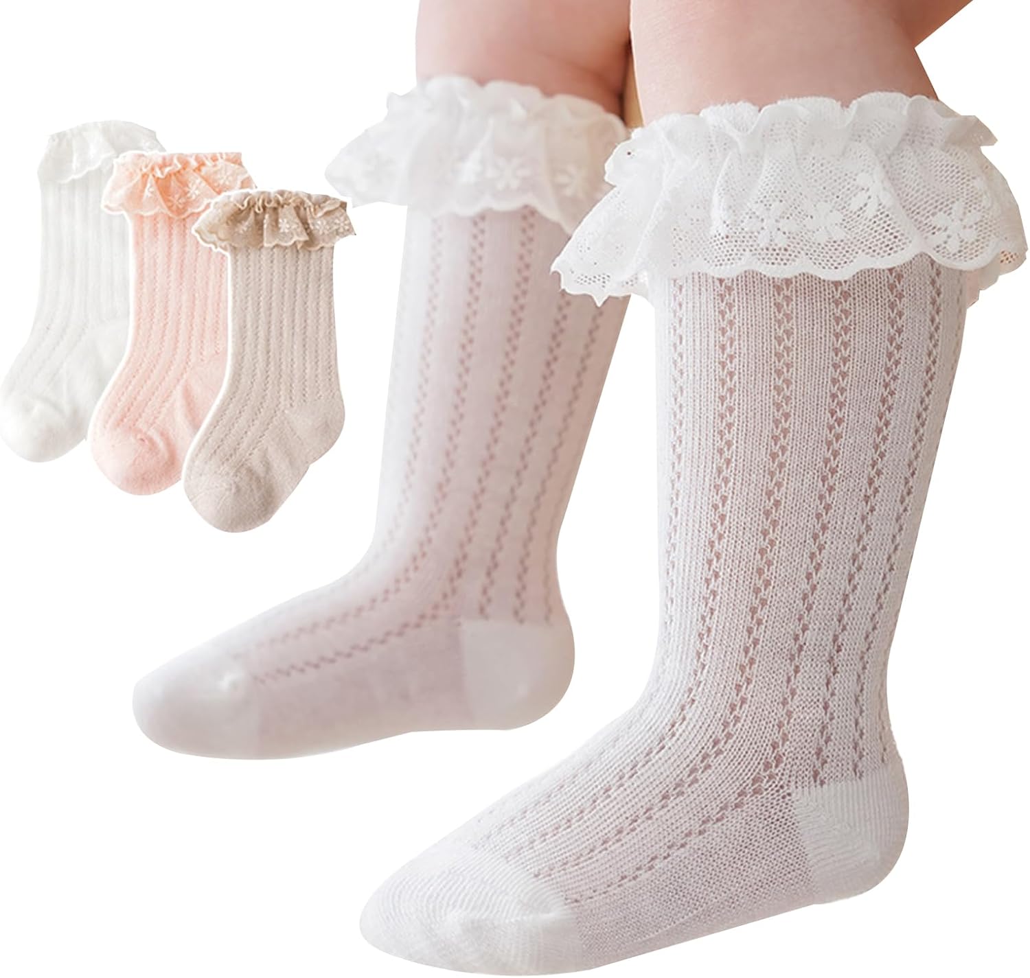 Amazon.com: Apone Fatu Baby Knee High Socks Non Slip Grip Ankle Socks ...