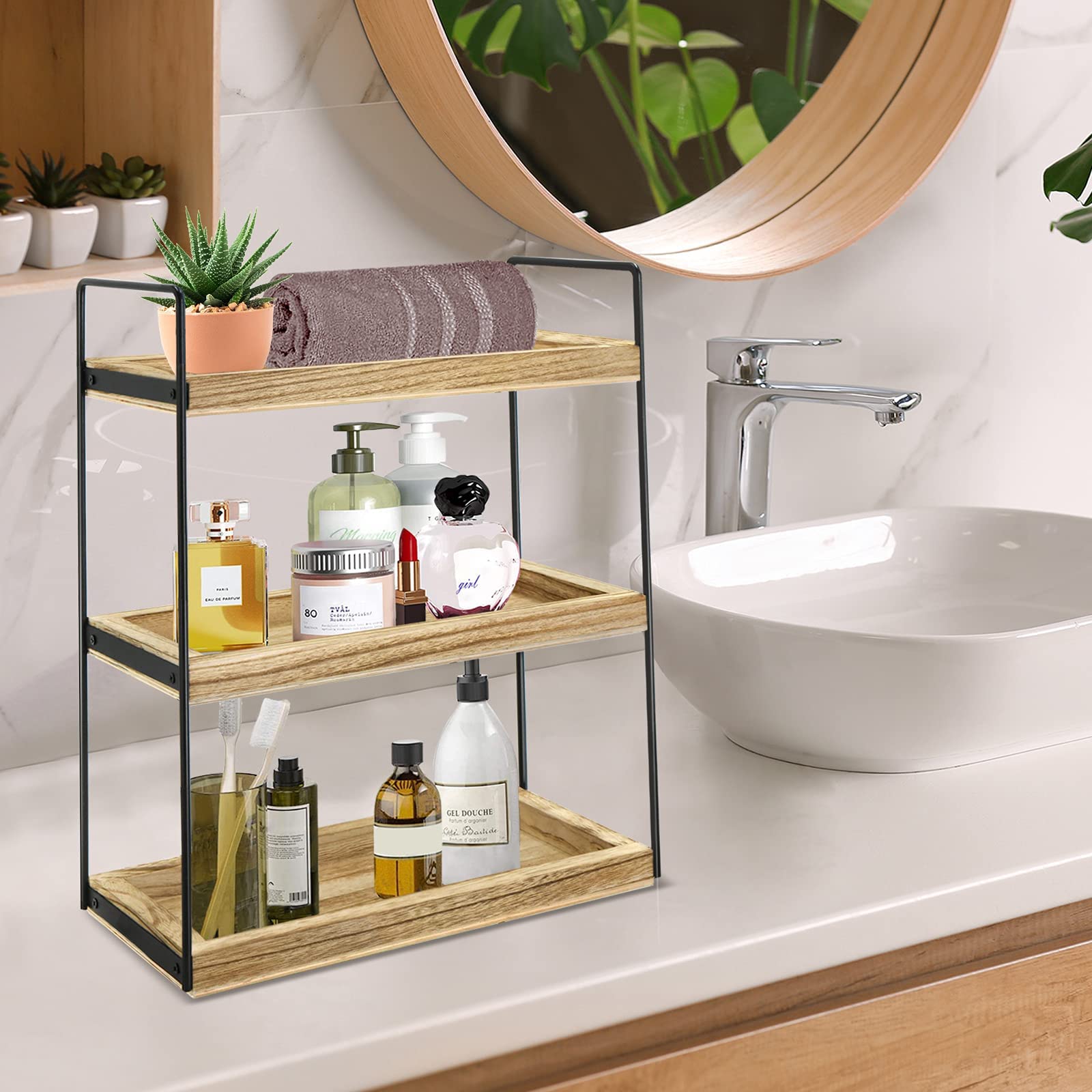 Snapklik.com : 3 Tier Bathroom Counter Organizer, Wooden Bathroom ...