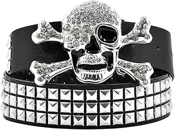 Skull Belt Goth Belt - Skeleton Design Belt, Spiked Leather Belt ...