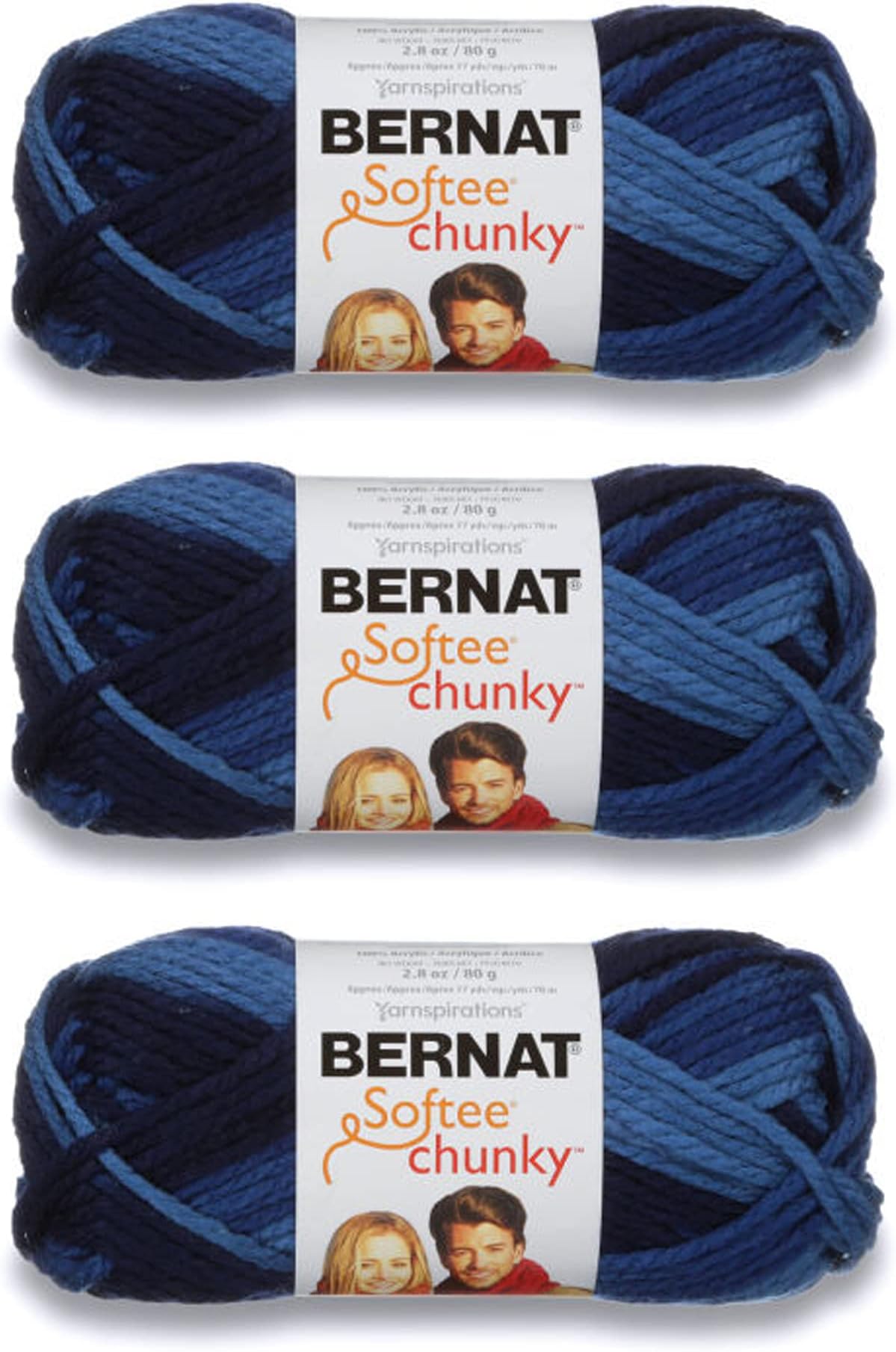 Amazon.com: Bernat Softee Chunky Yarn Bundle Super Bulky No. 6, 3 ...