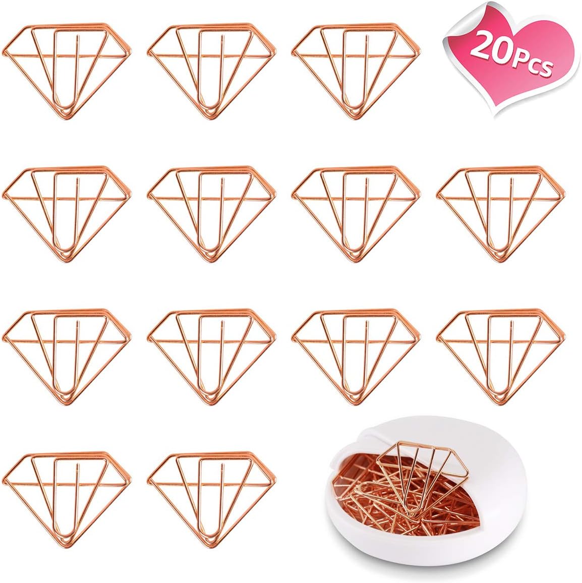 Amazon.com : MIASTAR Lovely Diamond Shape Small Paper Clips - Cute ...