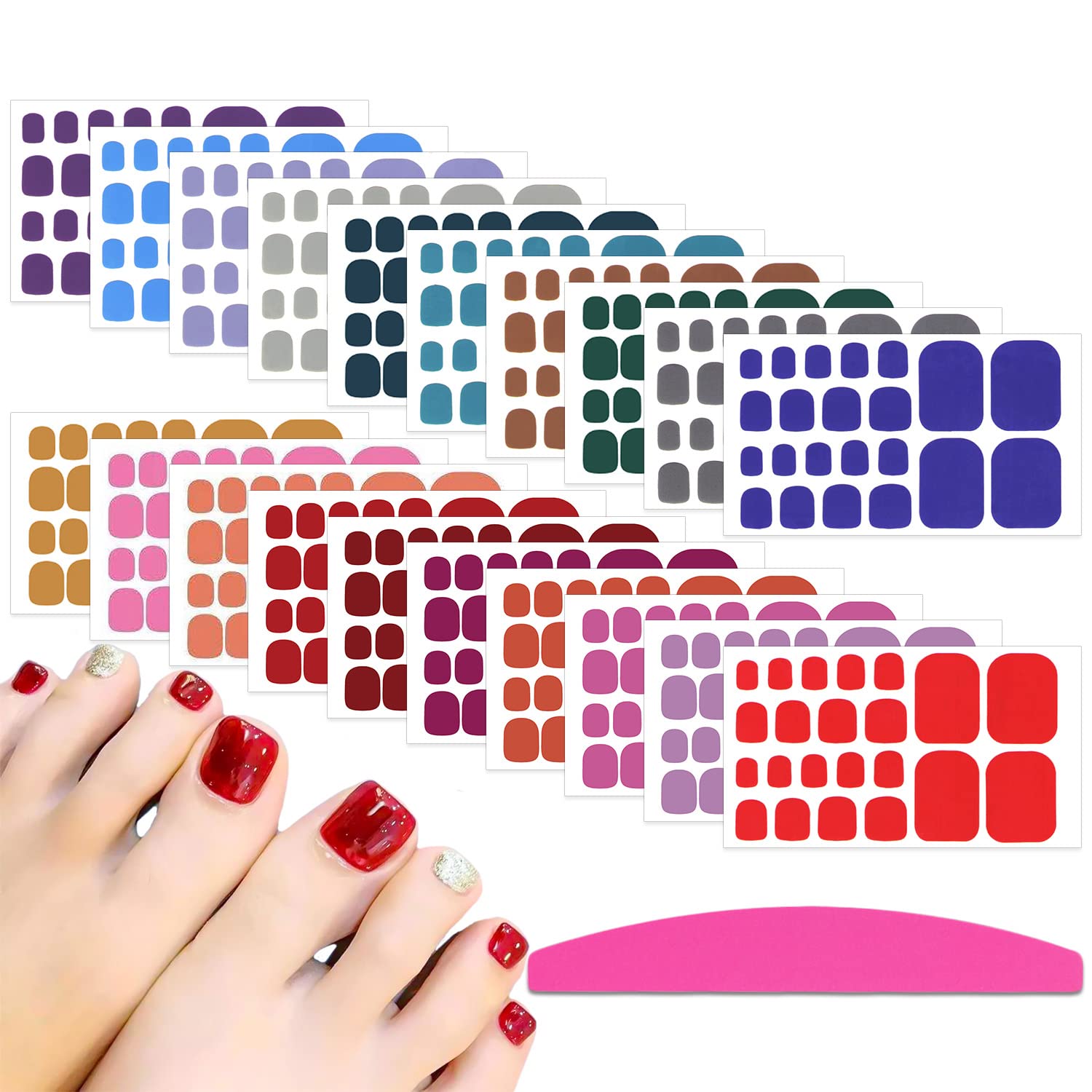 Amazon.com: SILPECWEE 20 Sheets Toe Nail Stickers Full Nail Wraps Red ...