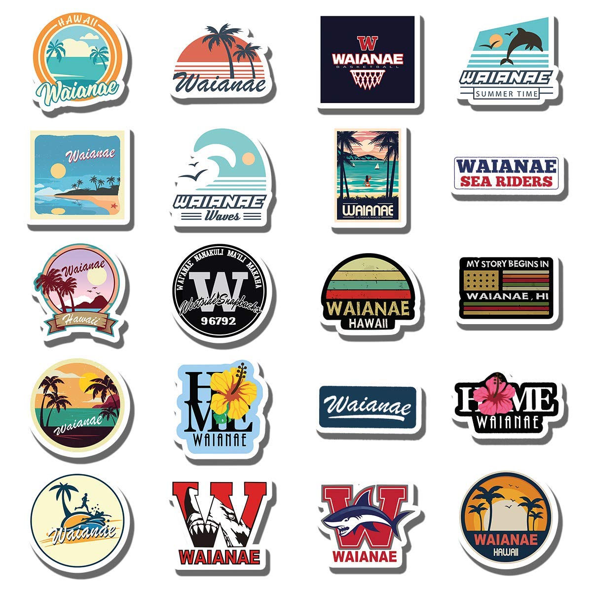 Amazon.com: 20 PCS Stickers Pack Waianae Aesthetic Vinyl Colorful ...