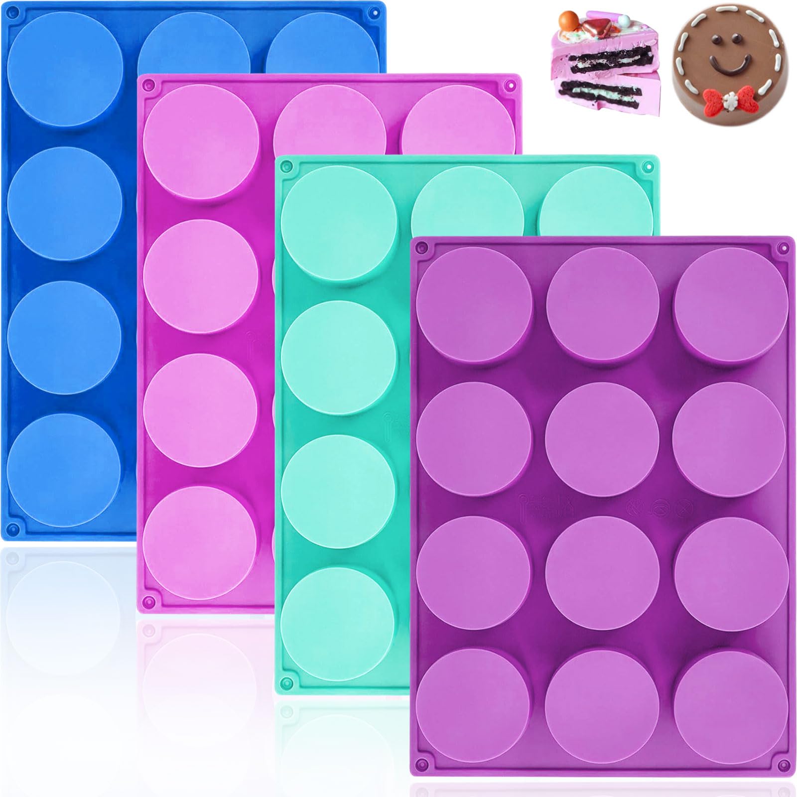 Amazon.com: HKNMTT Silicone Oreo Cookie Mold, 4 PCS Round Candy ...