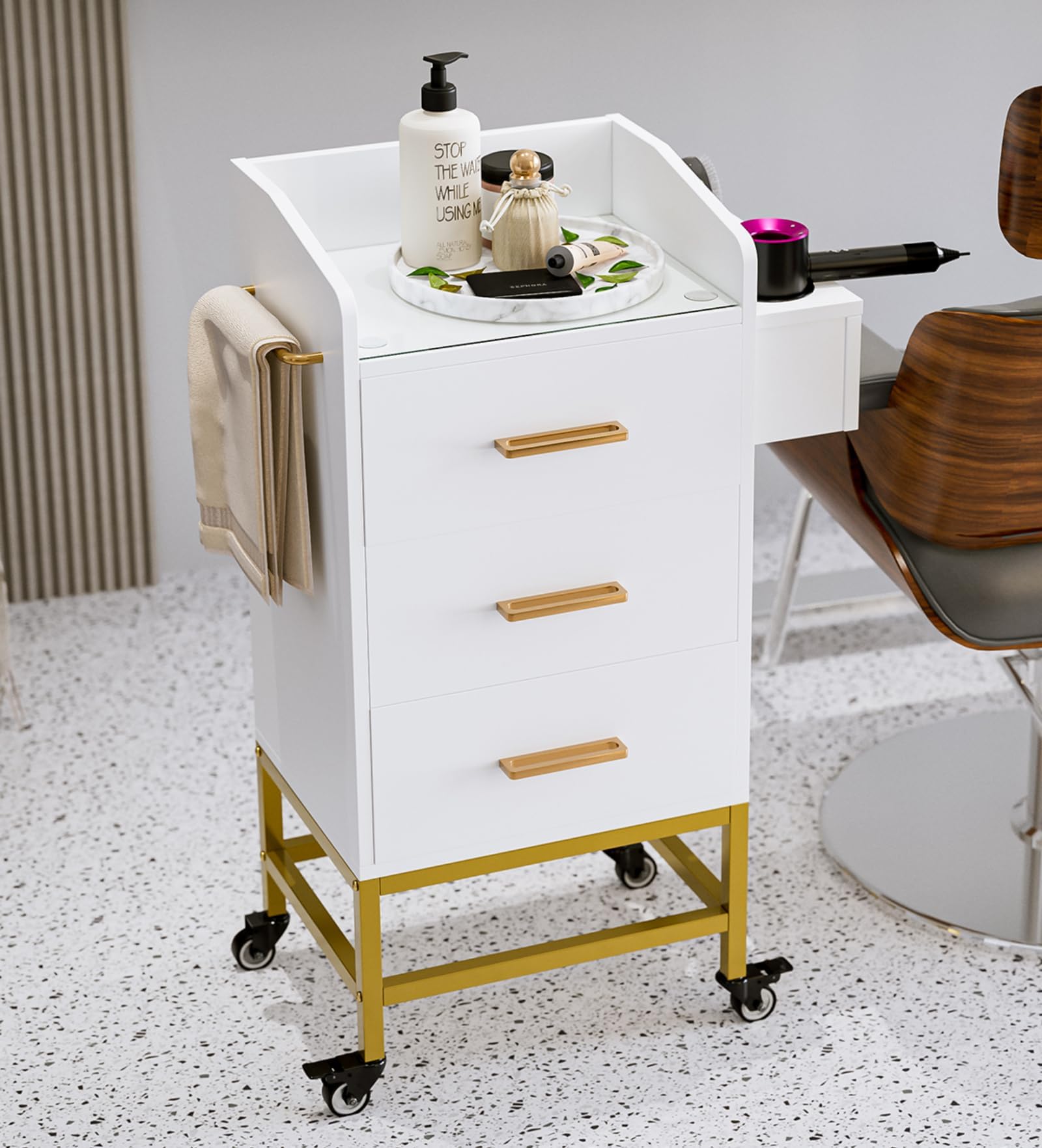 Amazon.com: Salon Station for Hair Stylist, Rolling Barber Station on ...