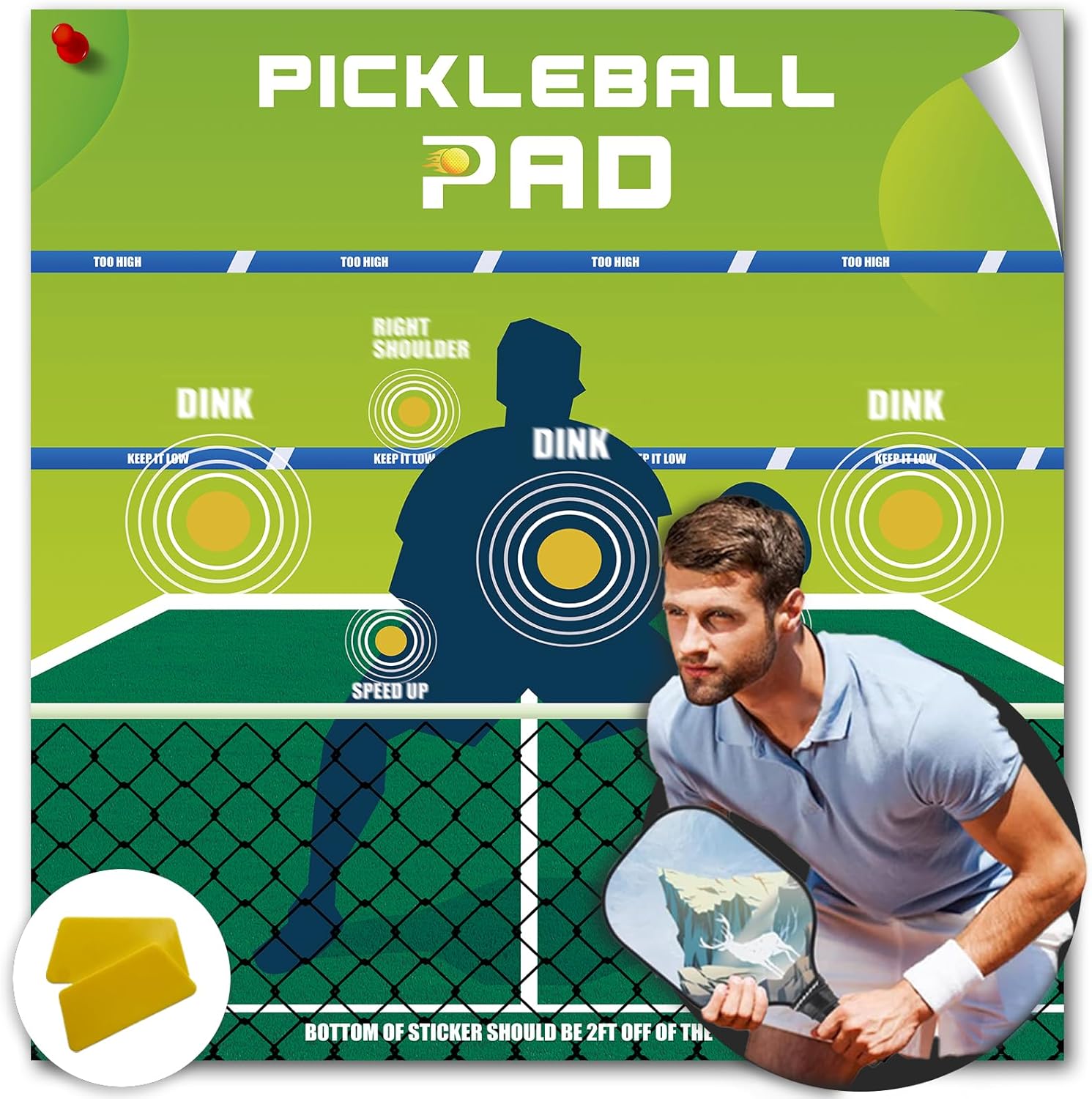 Dink Master Pickleball Practice Board with 2 Packs Squeegee for Vinyl ...