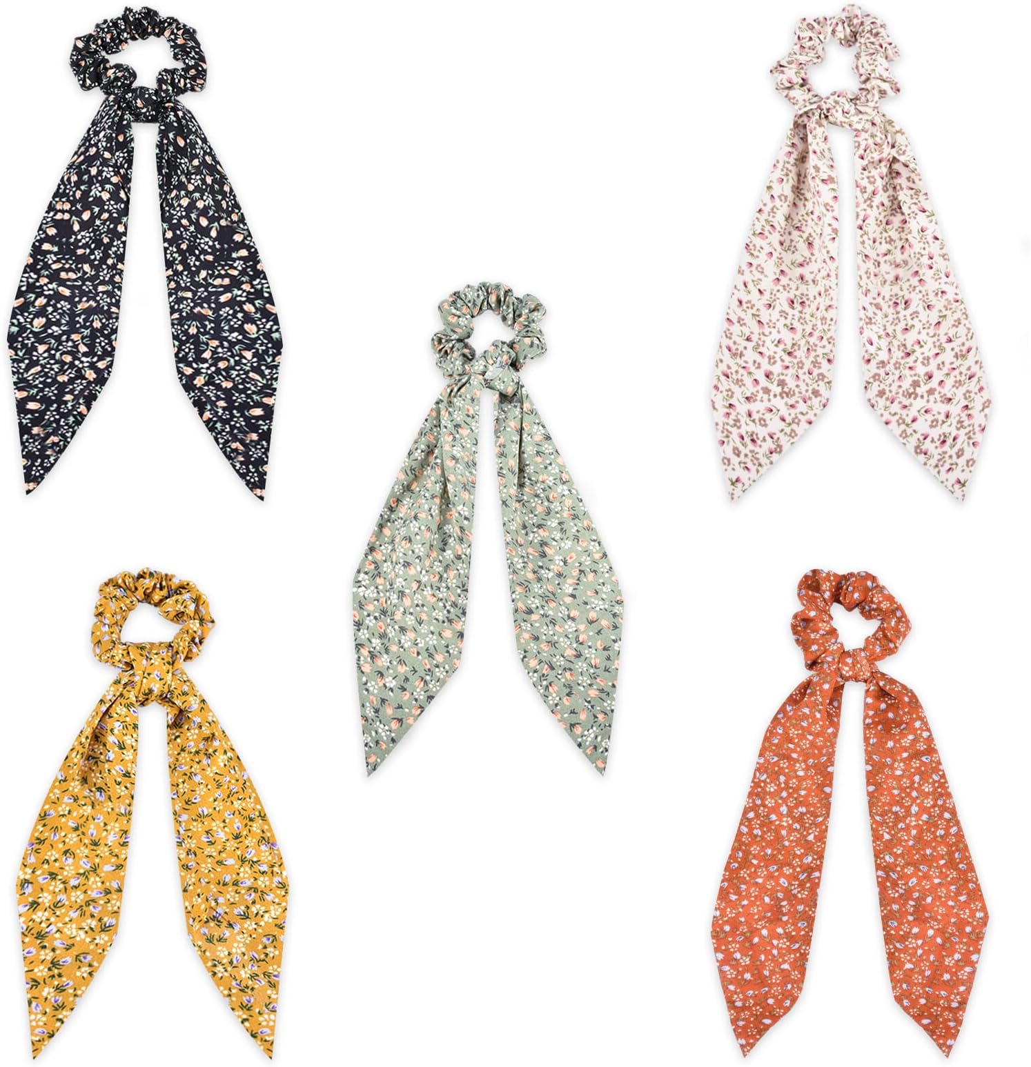 Amazon.com : Yonchic 5-Piece Chiffon Classic Floral Bowknot Hair Ties ...