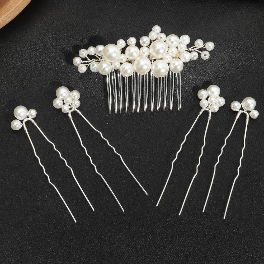 Amazon.com : 2 Pcs Pearls Twist Hair Pins Metal Hair Side Combs French ...