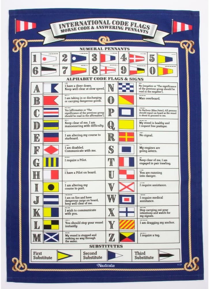 Nauticalia Flags & Morse Code Tea Towel, 71x51cm : Amazon.co.uk: Home ...