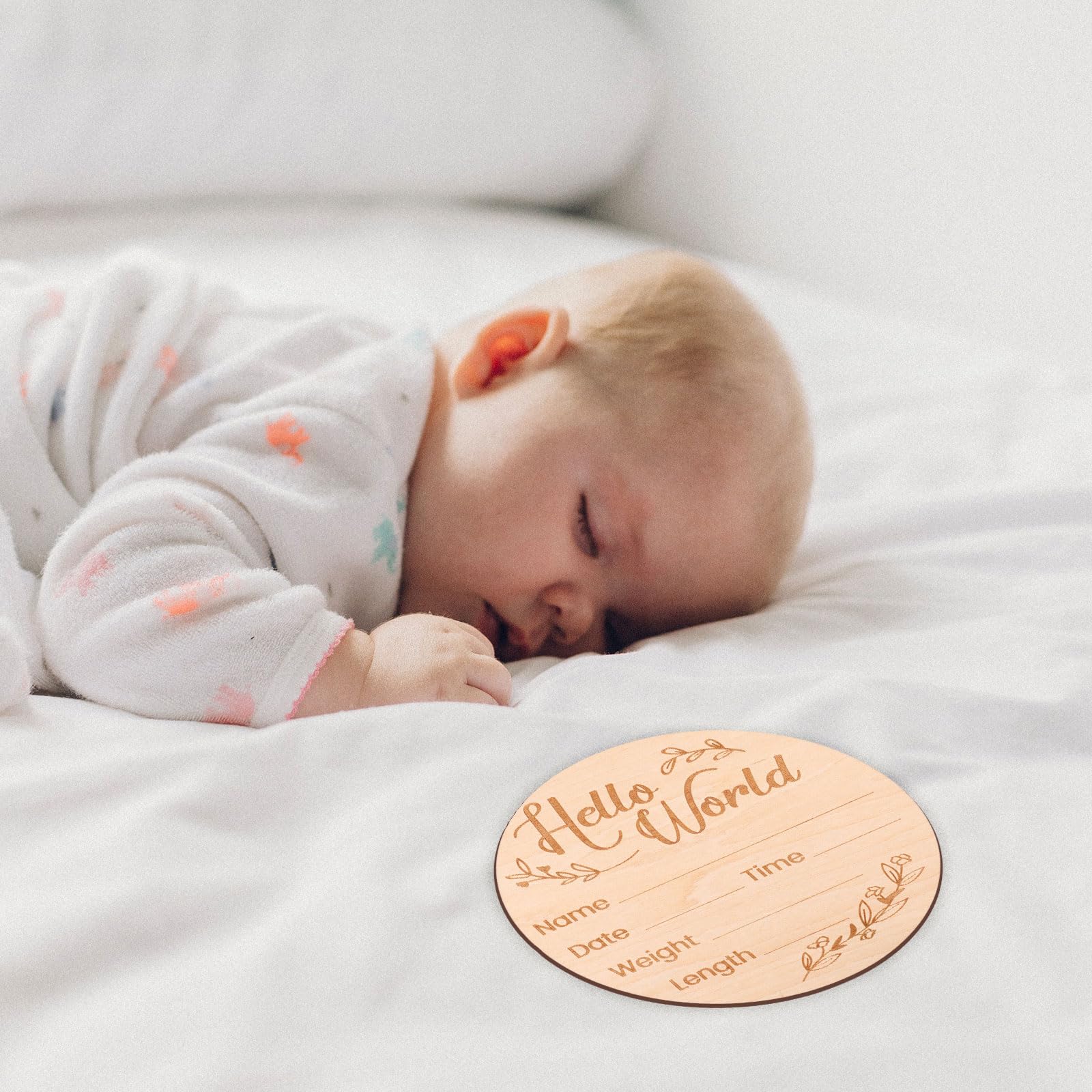 Snapklik.com : Wooden Baby Name Announcement Sign, 6inch Diameter Hello ...