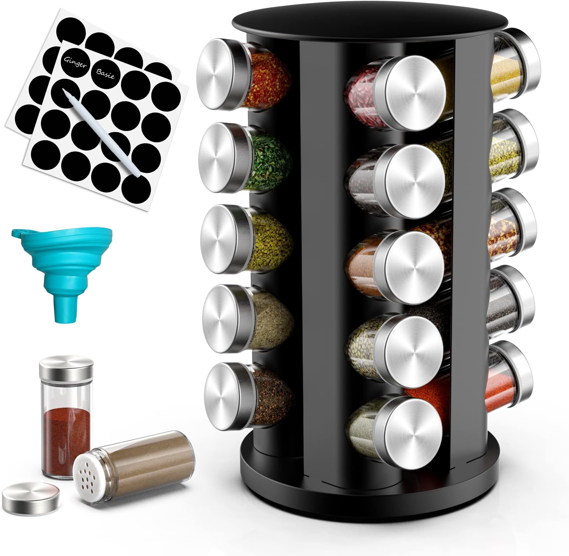 Amazon.com: Adorox Steel Spice Rack - Round or Square Revolving ...