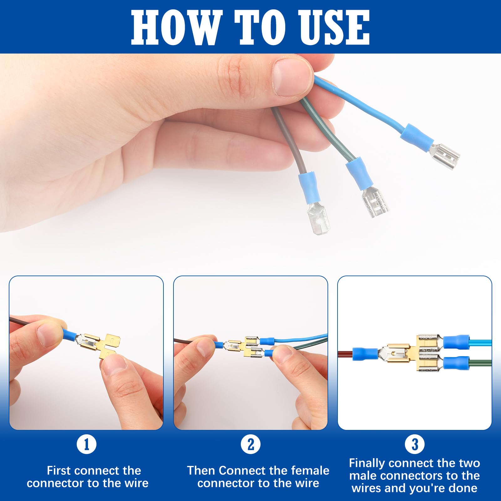 Snapklik.com : 100 Pcs Double Piggyback Spade Connector Quick ...