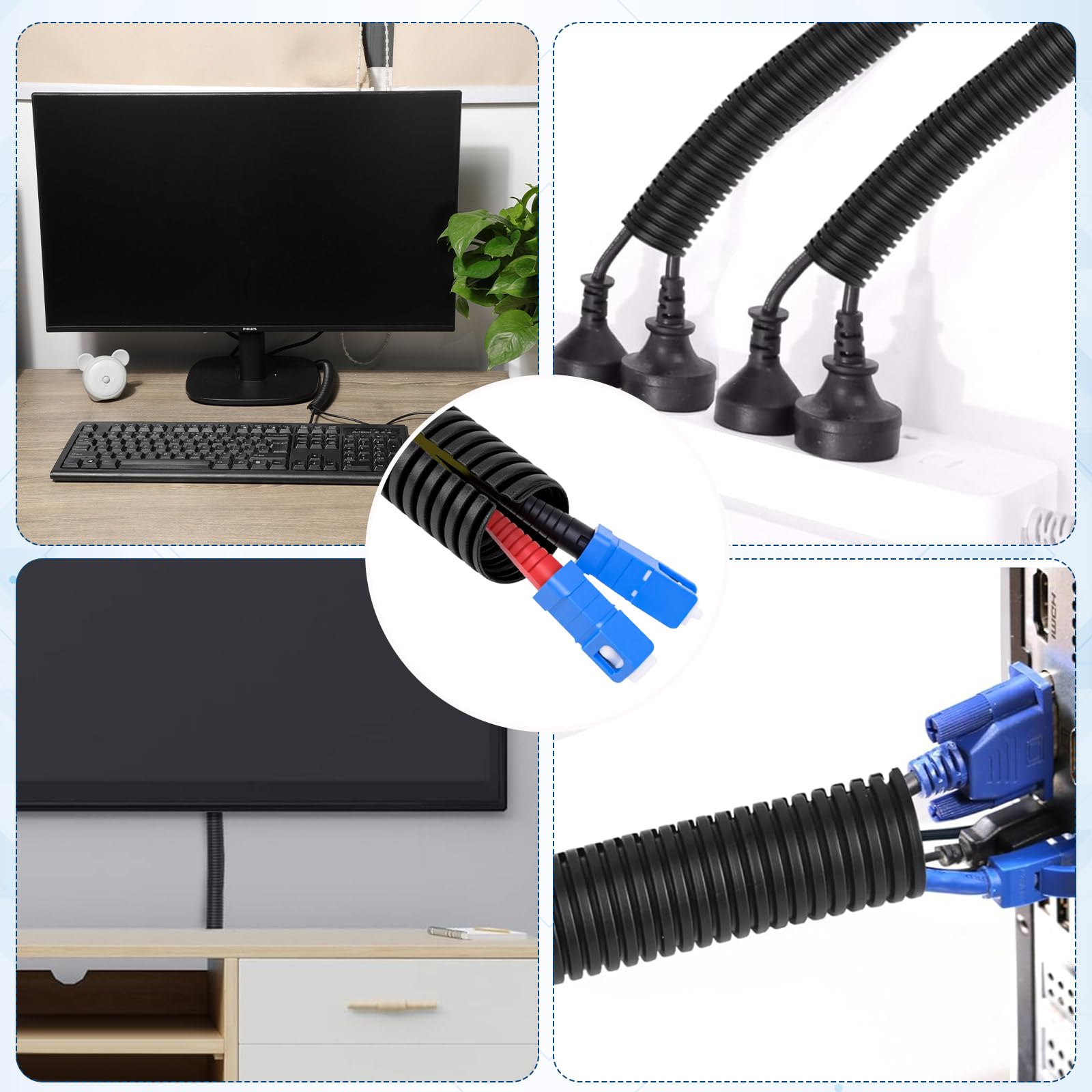 Snapklik.com : Sasylvia 1" X 60ft Split Wire Loom Tubing