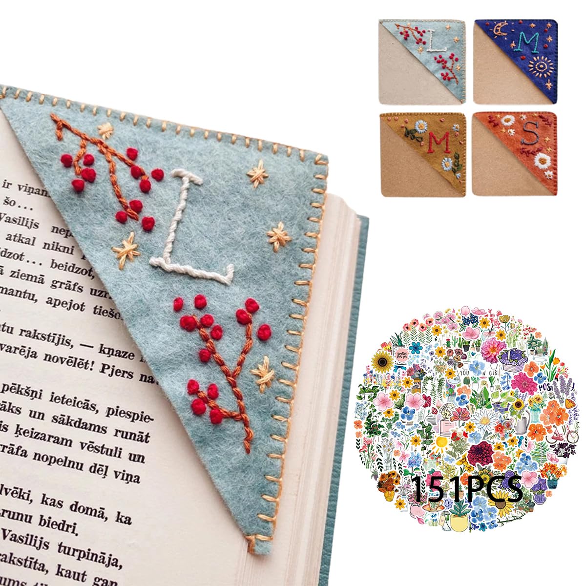 Amazon.com : Personalized Hand Embroidered Corner Bookmark with 151Pcs ...