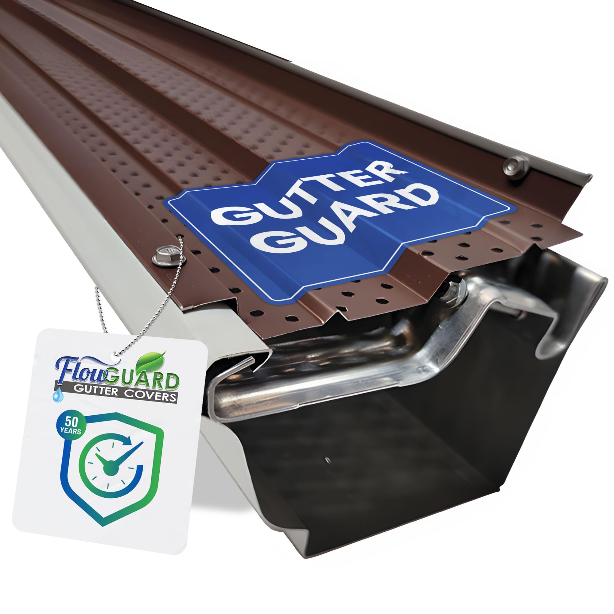 FlowGuard High Clearance Premium 50-Year Gutter Cover System - Brown 5 ...