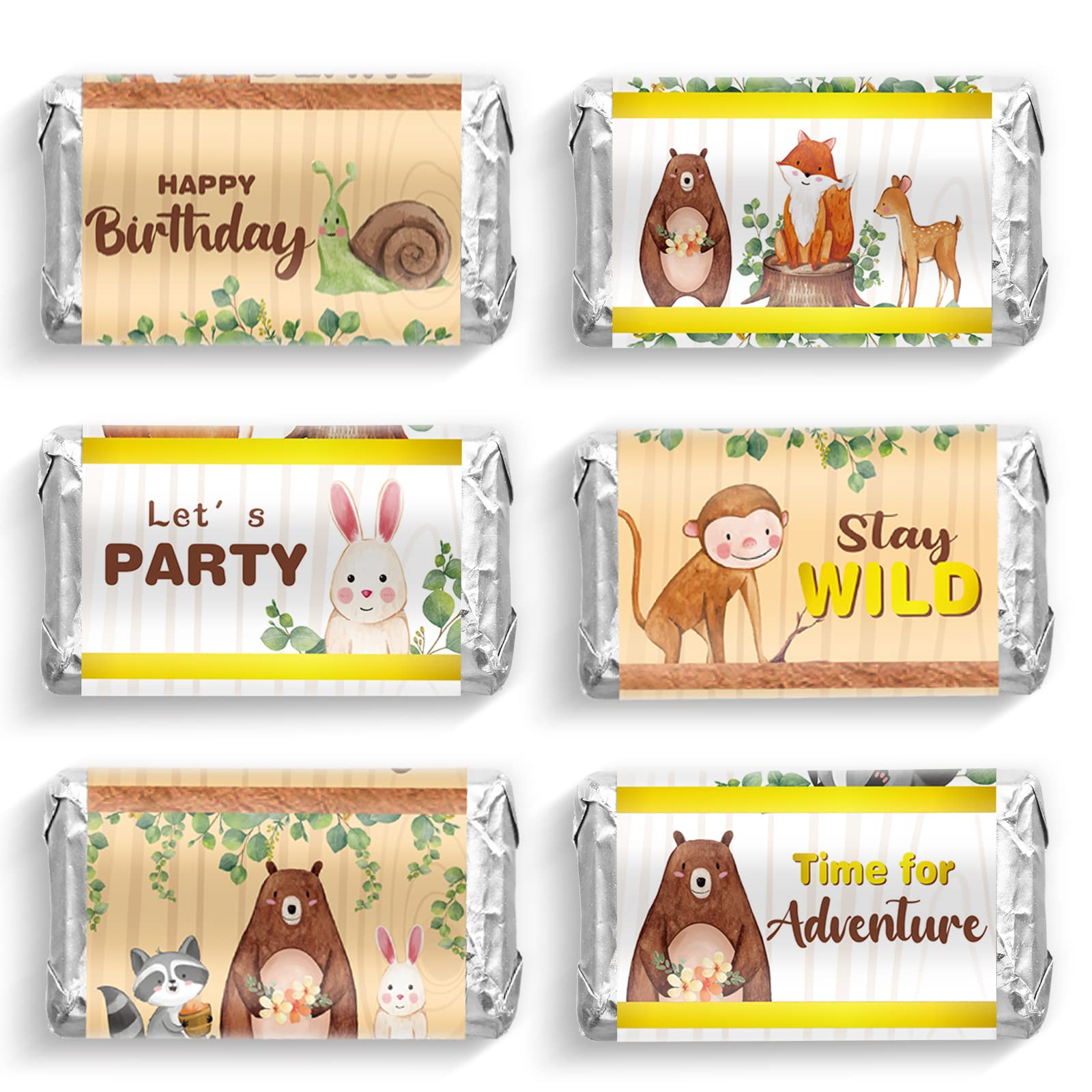 Buy 90 Pieces Woodland Baby Shower Favor Candy Bar Wrappers, Forest ...
