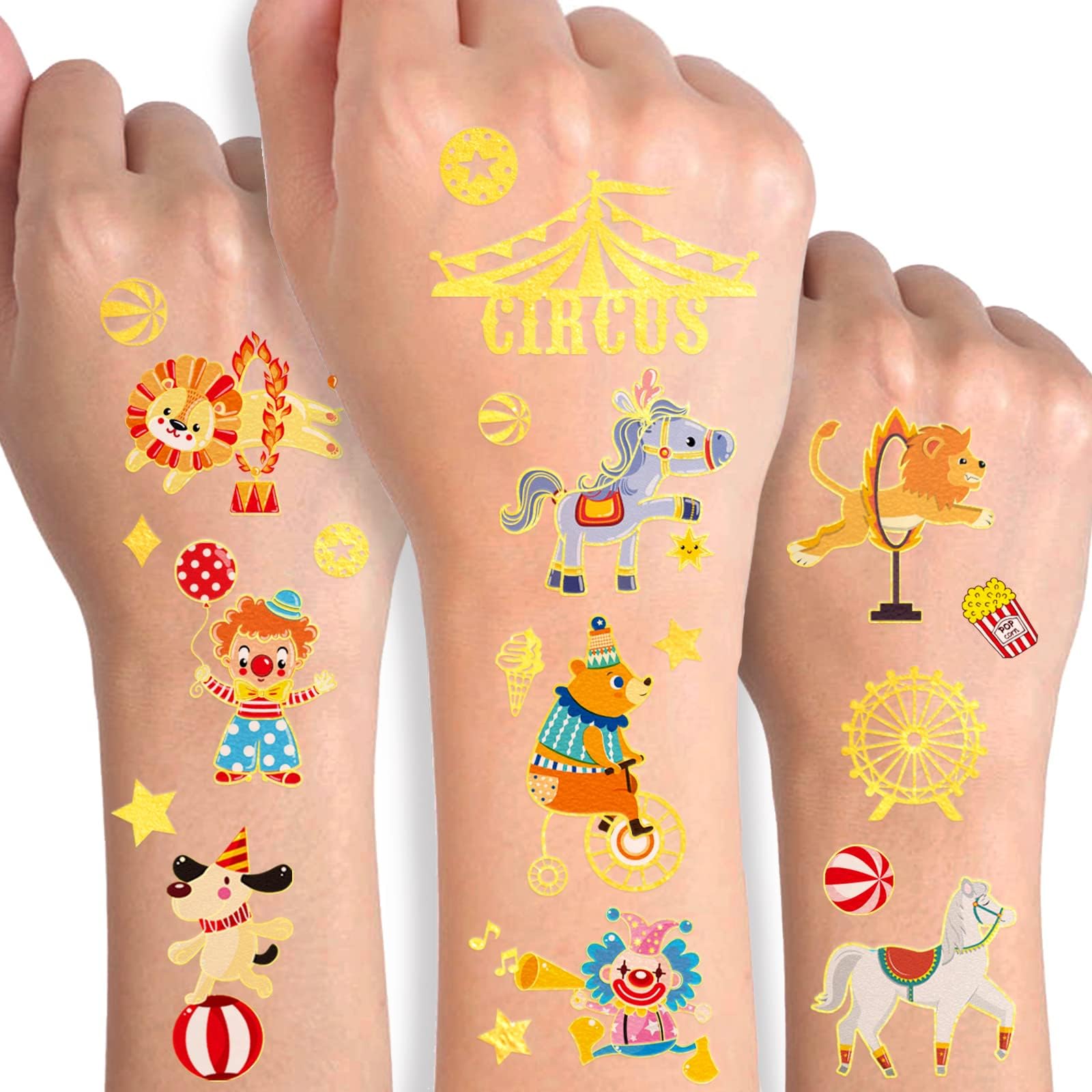 Amazon.com : xo, Fetti Circus Party Temporary Tattoos - 42 Gold ...