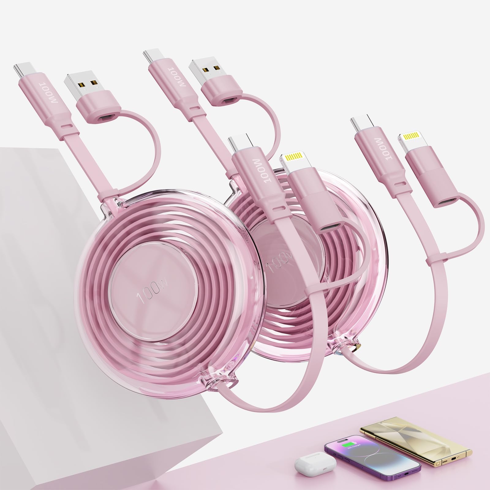 Amazon.com: USB C Retractable Multi 5-in-1 USB A/Type C to Lightnning ...