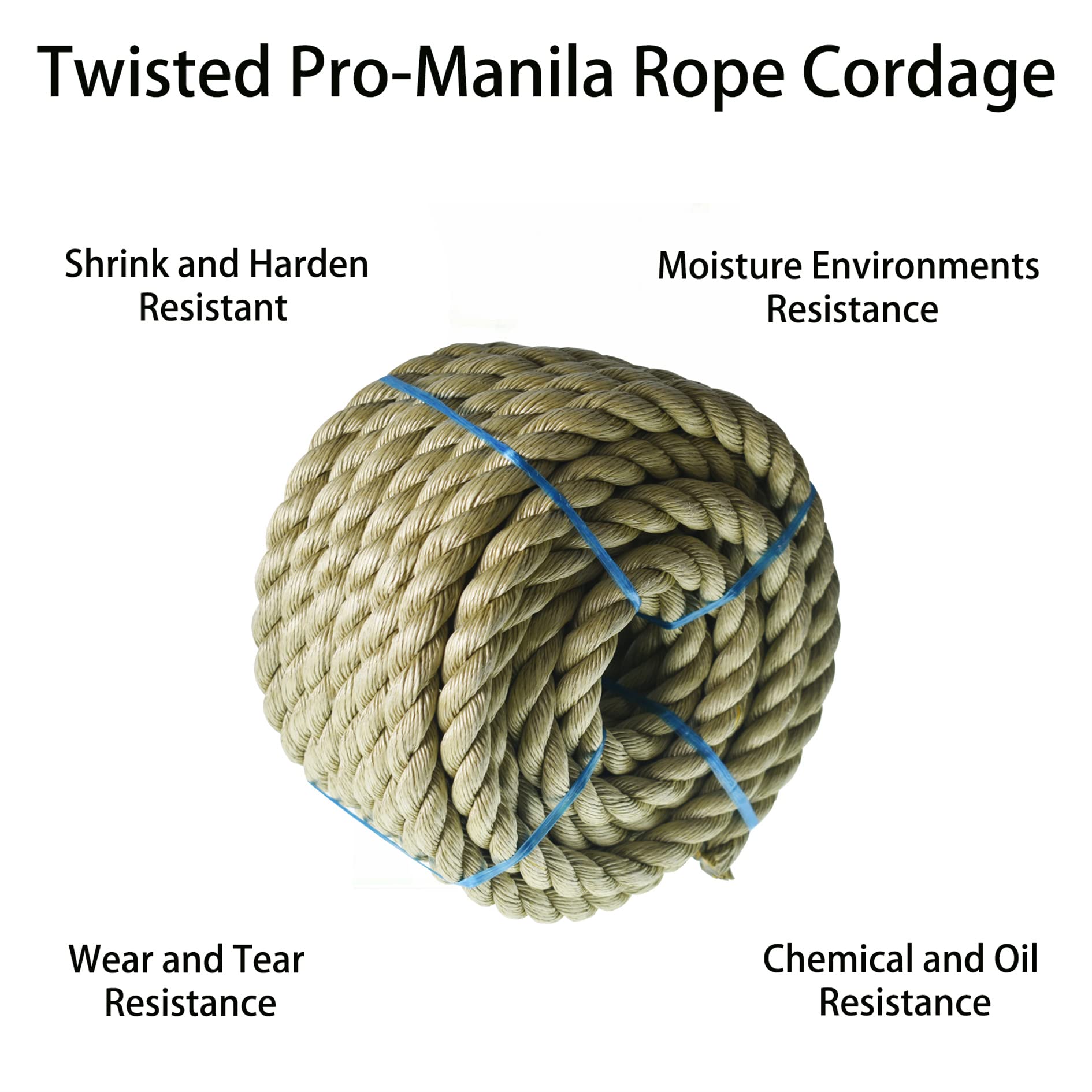 Snapklik.com : Elfinrm 1 Inch X 50 Feet Twisted ProManila Rope Cordage ...